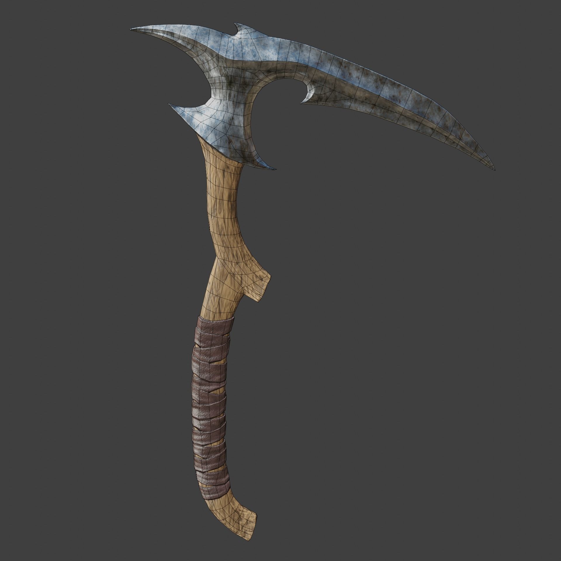 3D model Stylized Scythe Weapon PBR low poly game ready VR / AR / low ...