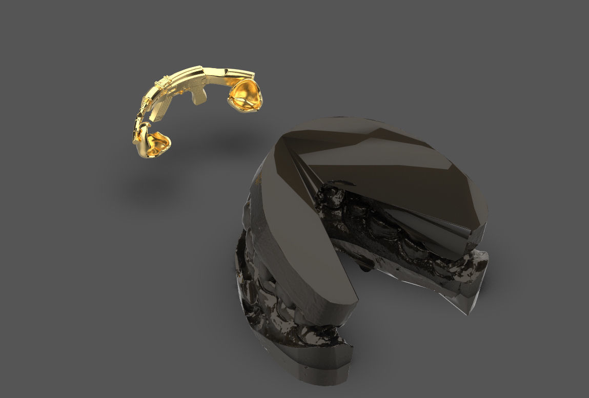 grillz gold brace with gun 3D model 3D printable | CGTrader