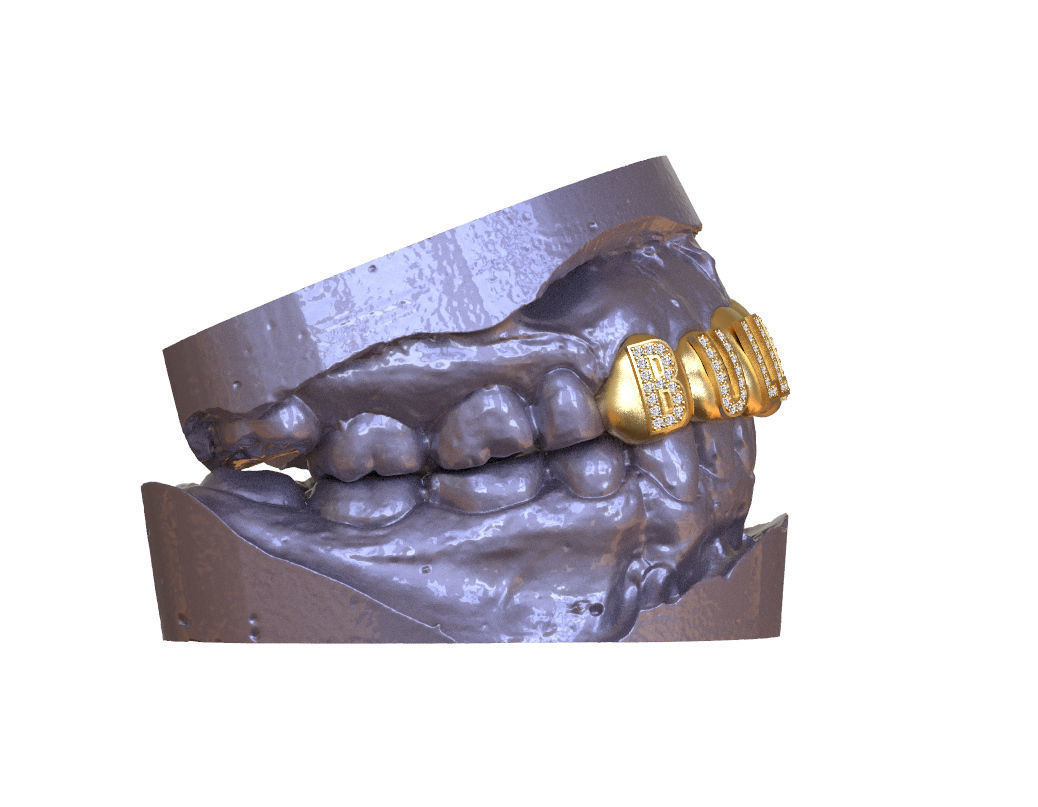 grillz gold grill with diamonds 3D model 3D printable | CGTrader