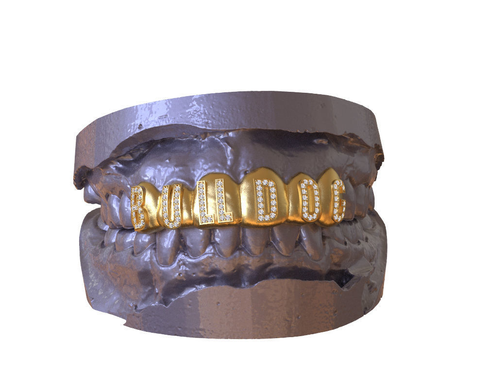 grillz gold grill with diamonds 3D model 3D printable | CGTrader