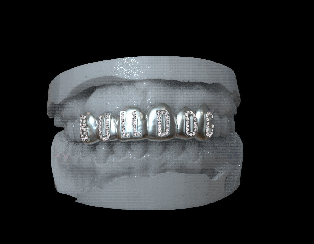 grillz gold grill with diamonds 3D model 3D printable | CGTrader