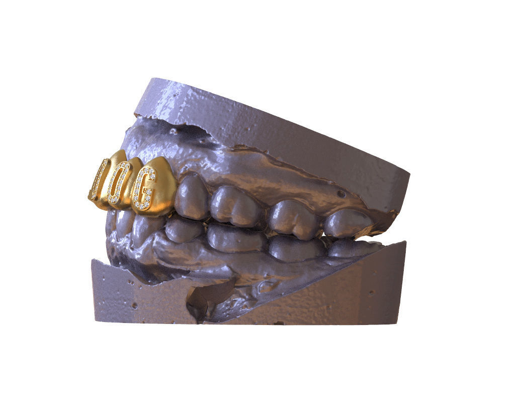 grillz gold grill with diamonds 3D model 3D printable | CGTrader