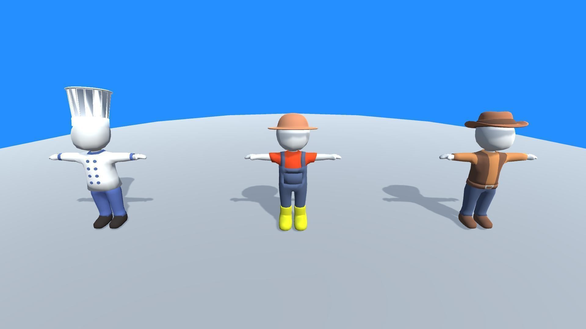 3D model Hyper-Casual Low Poly Stickman Jobs Package VR / AR / low-poly ...