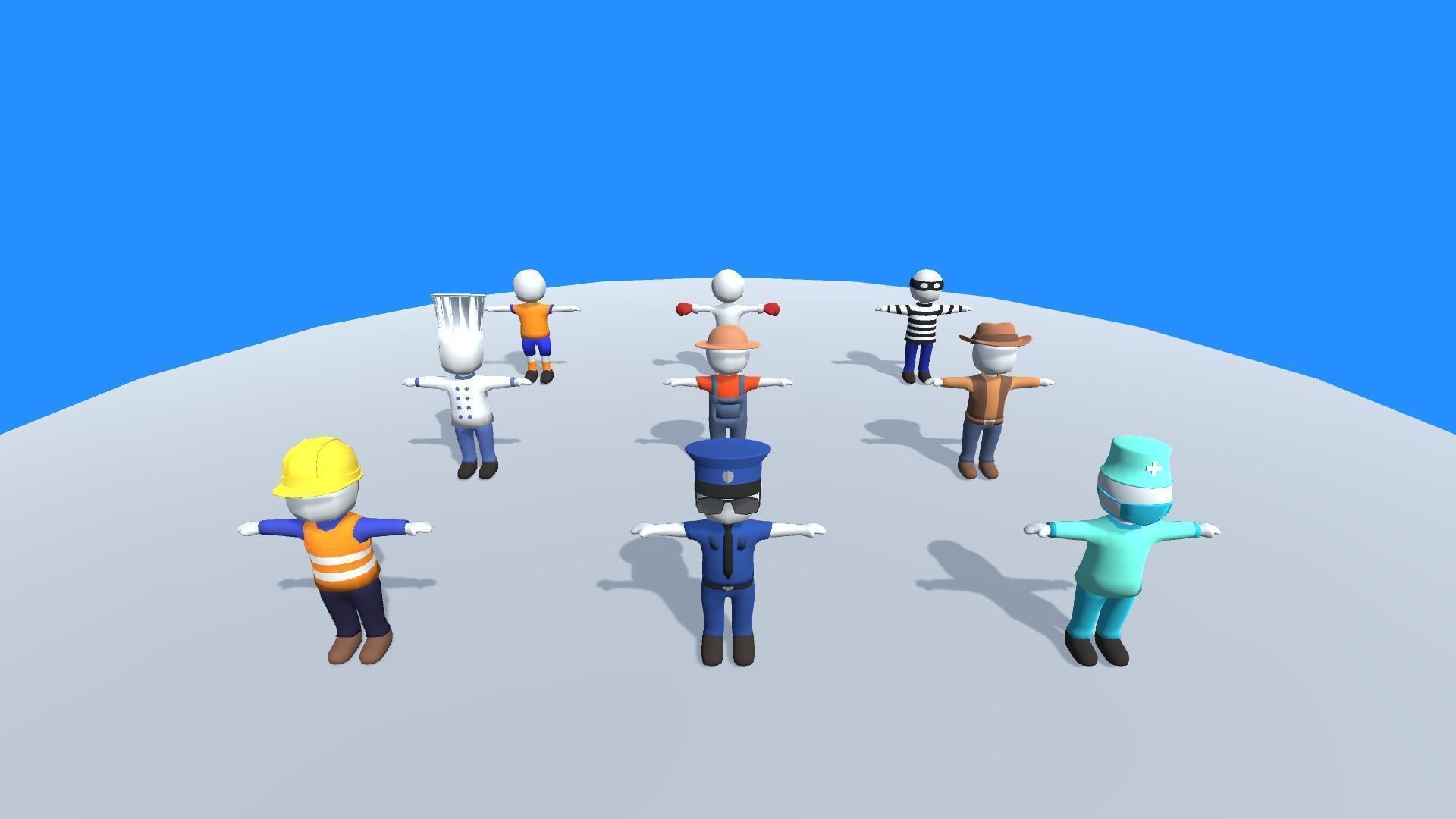 3D model Hyper-Casual Low Poly Stickman Jobs Package VR / AR / low-poly ...