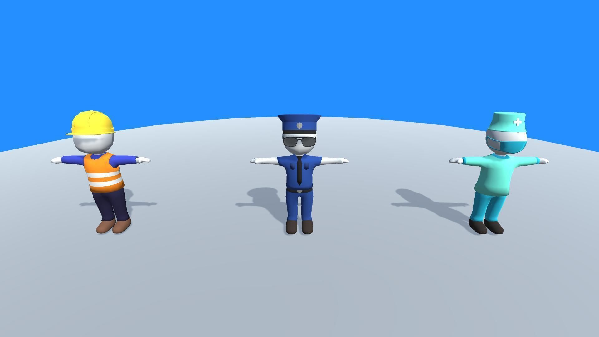 3D model Hyper-Casual Low Poly Stickman Jobs Package VR / AR / low-poly ...