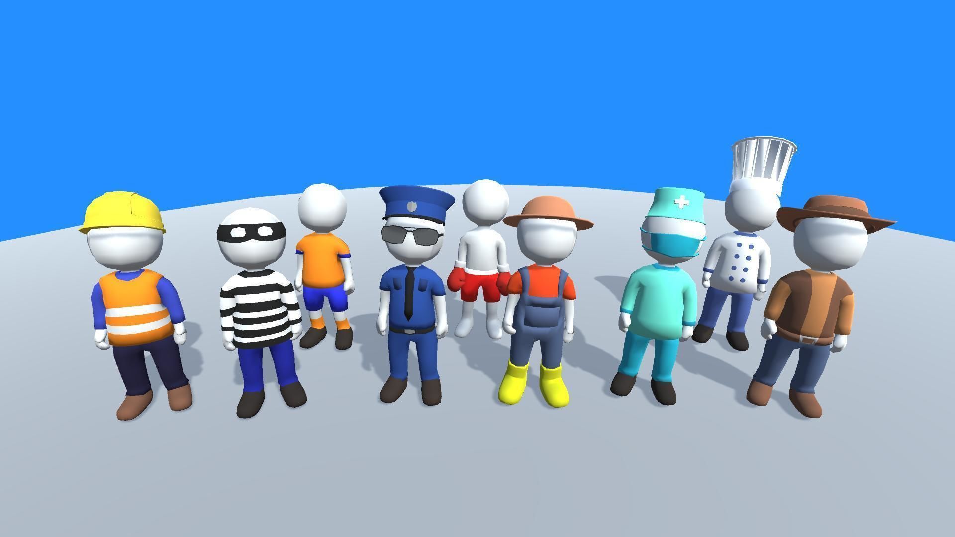 3D model Hyper-Casual Low Poly Stickman Jobs Package VR / AR / low-poly ...