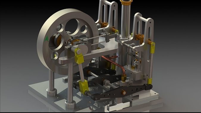 2 cylinder double sided beam steam engine 3D model | CGTrader