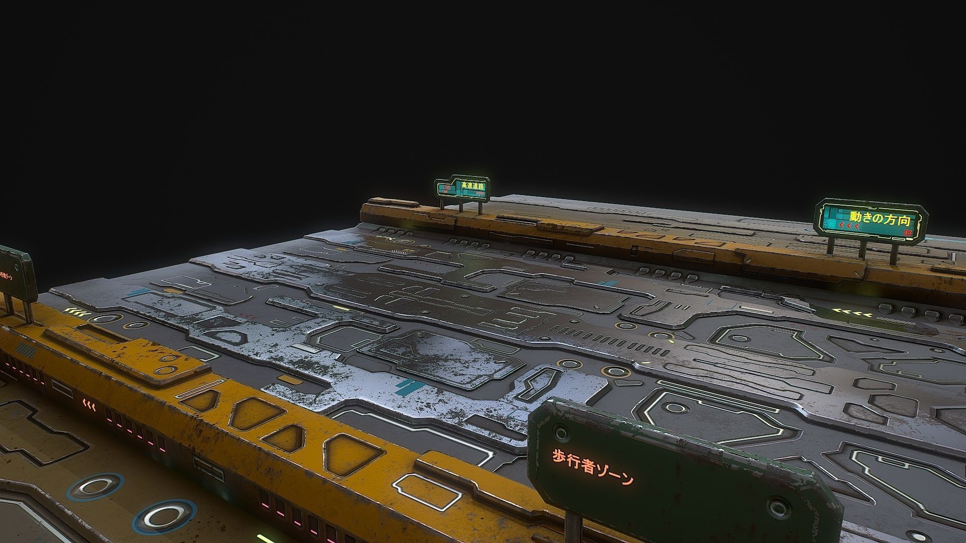 3D model Cyberpunk road patch with sidewalk VR / AR / low-poly | CGTrader