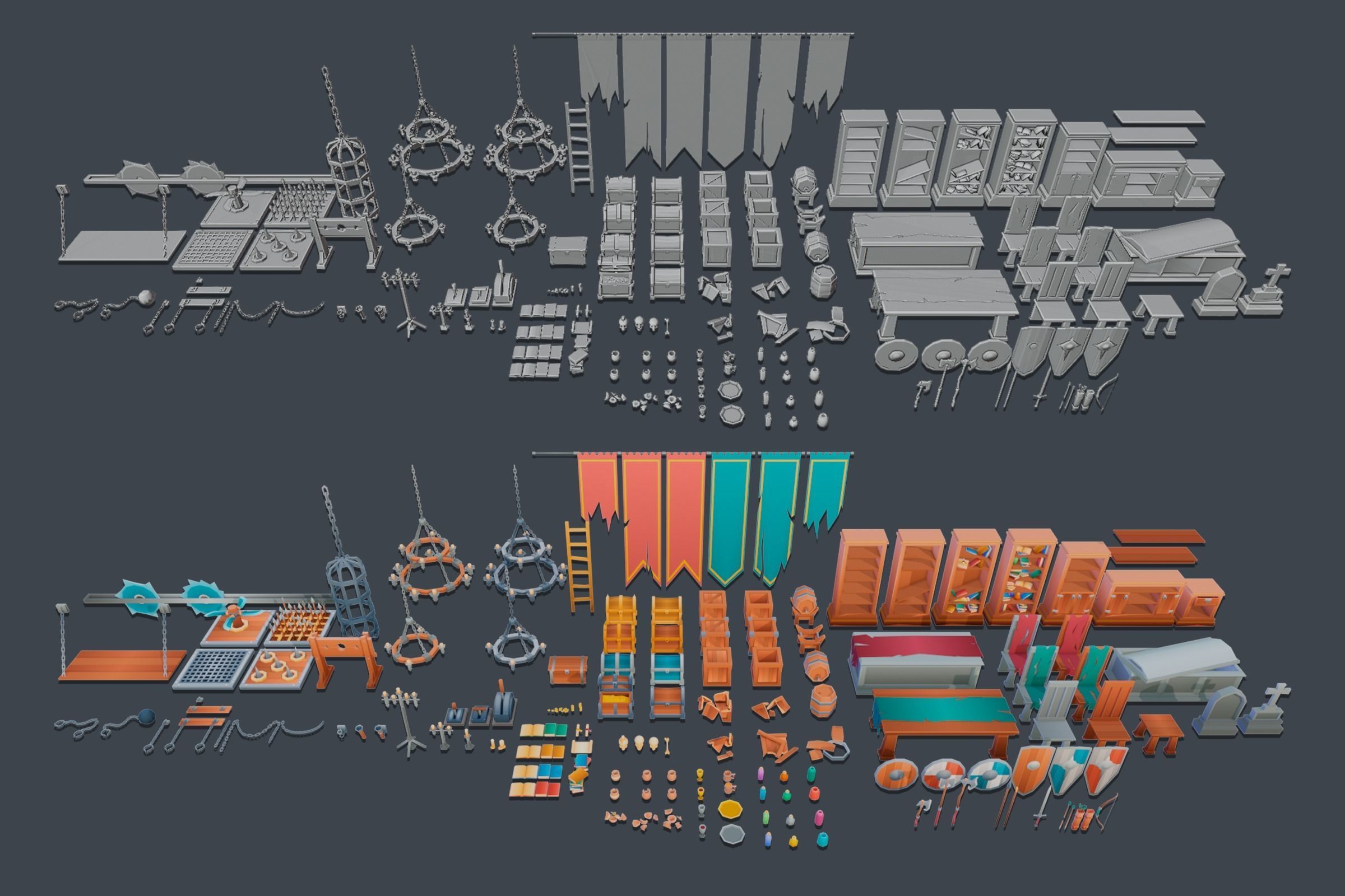 3D model Simple dungeon props VR / AR / low-poly | CGTrader