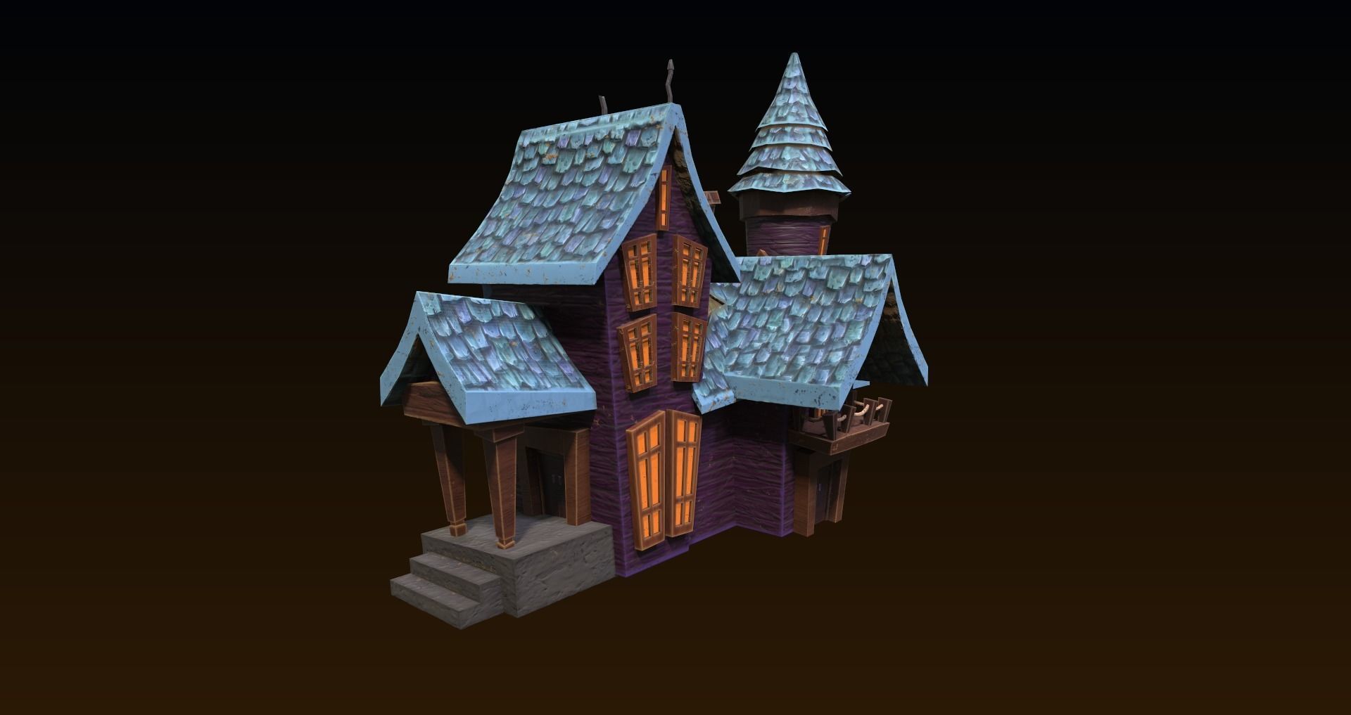 3D model Cartoon style low poly Haunted house Remake VR / AR / low-poly ...