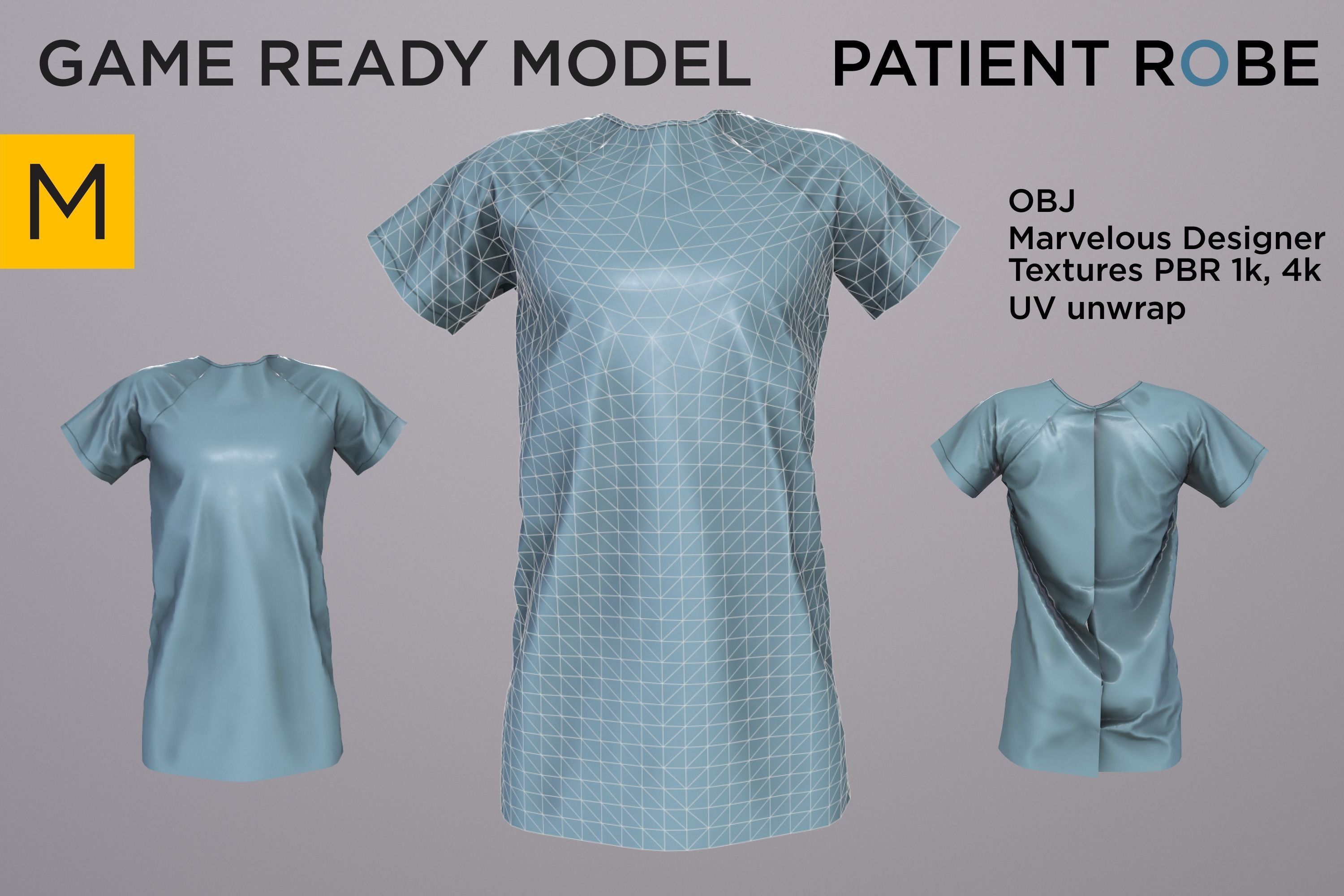 3D model Patient robe Game ready VR / AR / low-poly | CGTrader