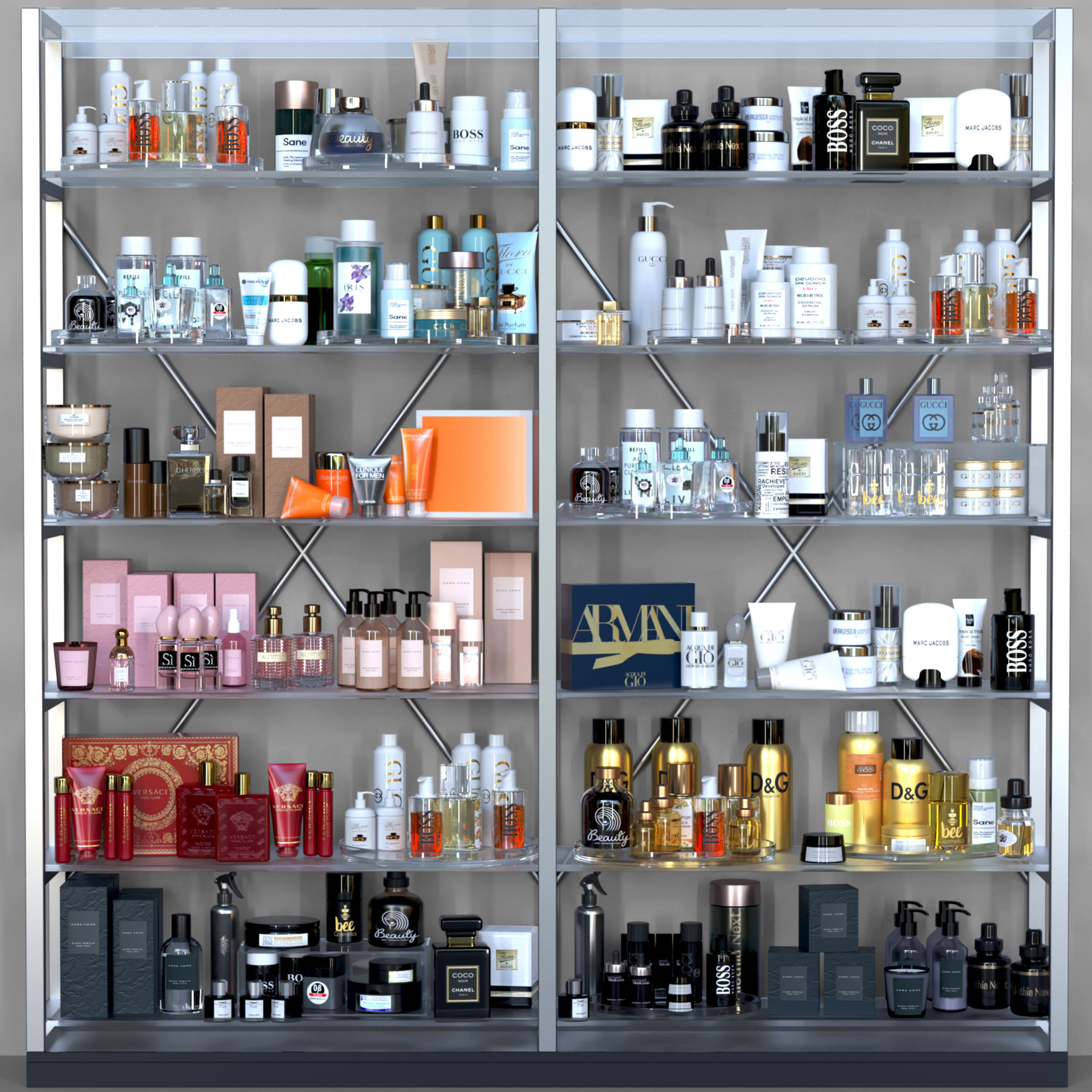 Rack with cosmetics in a beauty salon 3D model | CGTrader
