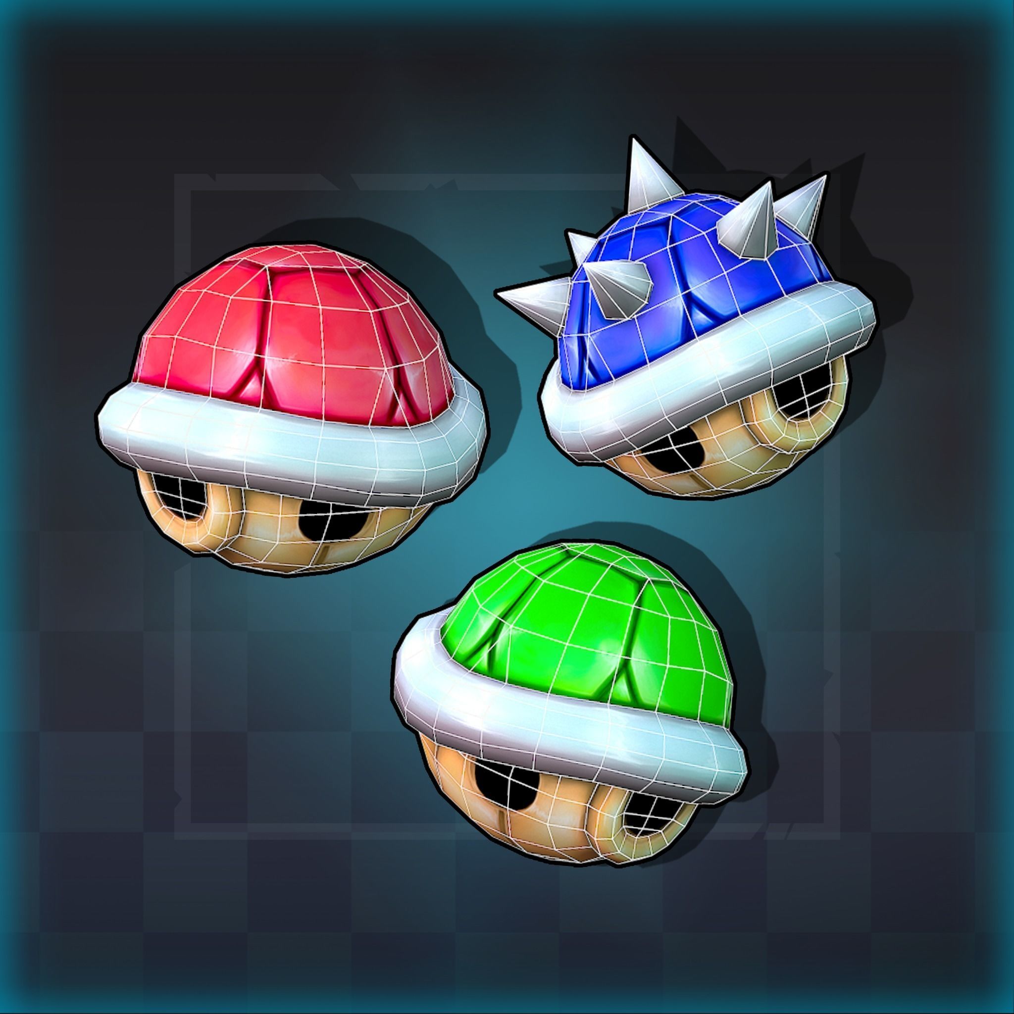 3D model Mario Kart Shells Game Ready Low-poly 3D model VR / AR / low ...