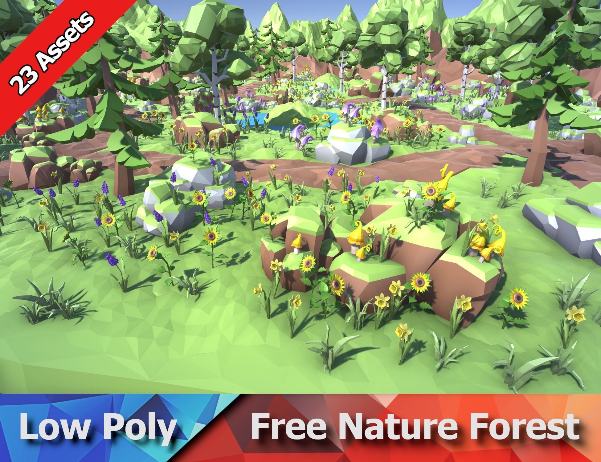Free Low Poly Forest free VR / AR / low-poly 3D model | CGTrader