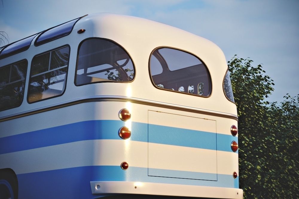 3D model Retro classic old USSR Russian school bus vehicle enviroment ...