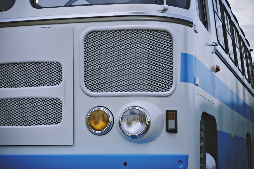 3D model Retro classic old USSR Russian school bus vehicle enviroment ...