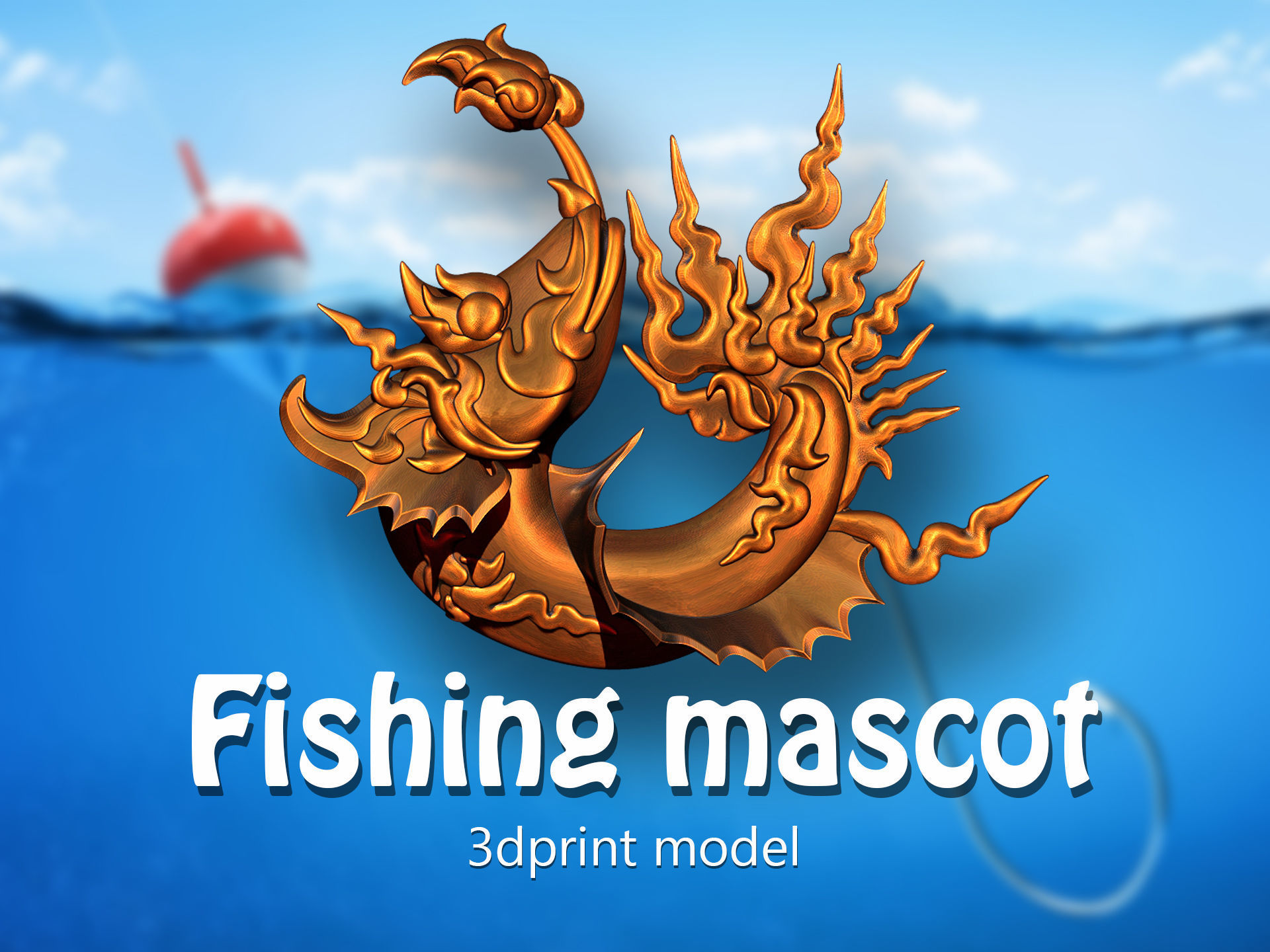 Fishing mascot 3D model 3D printable | CGTrader