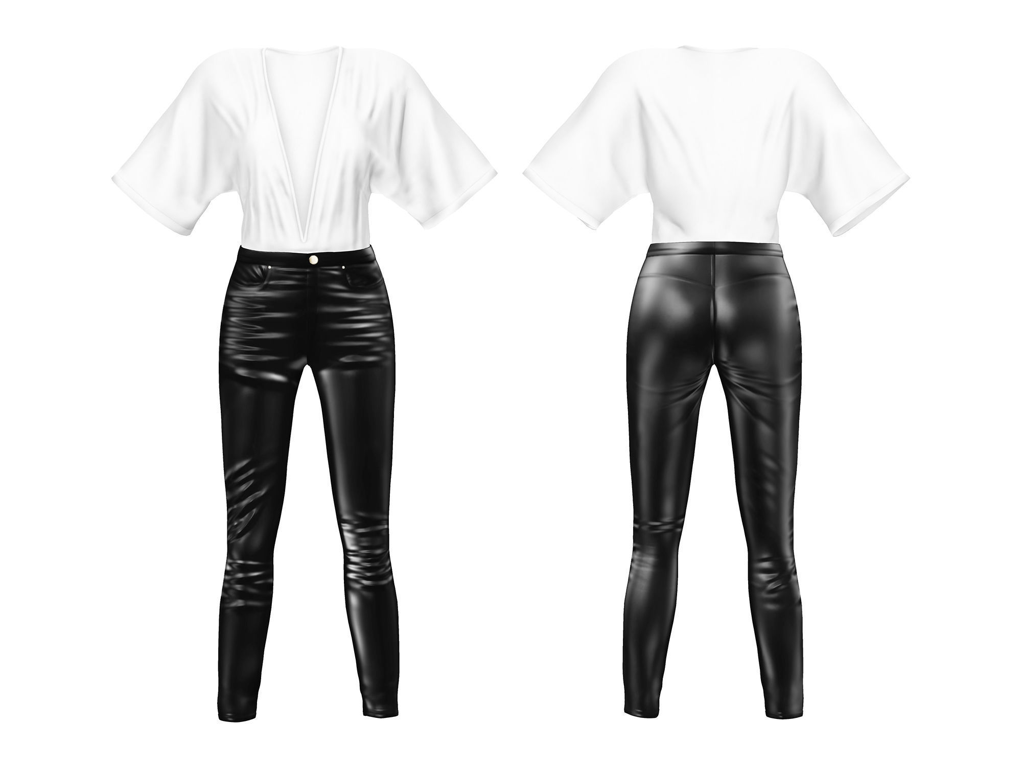 3D model Leather Pants and White Wrap Top VR / AR / low-poly | CGTrader