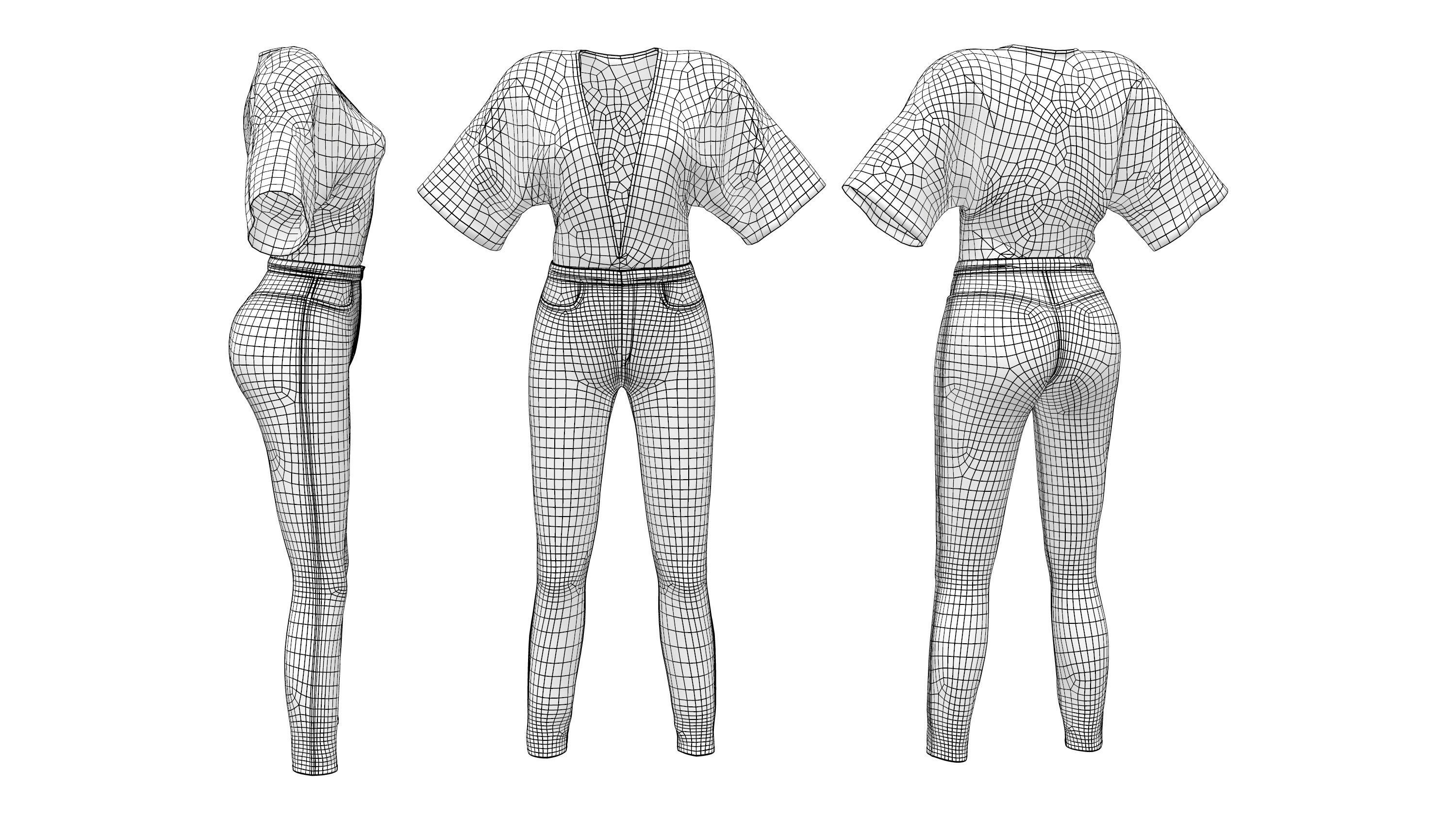 3D model Leather Pants and White Wrap Top VR / AR / low-poly | CGTrader