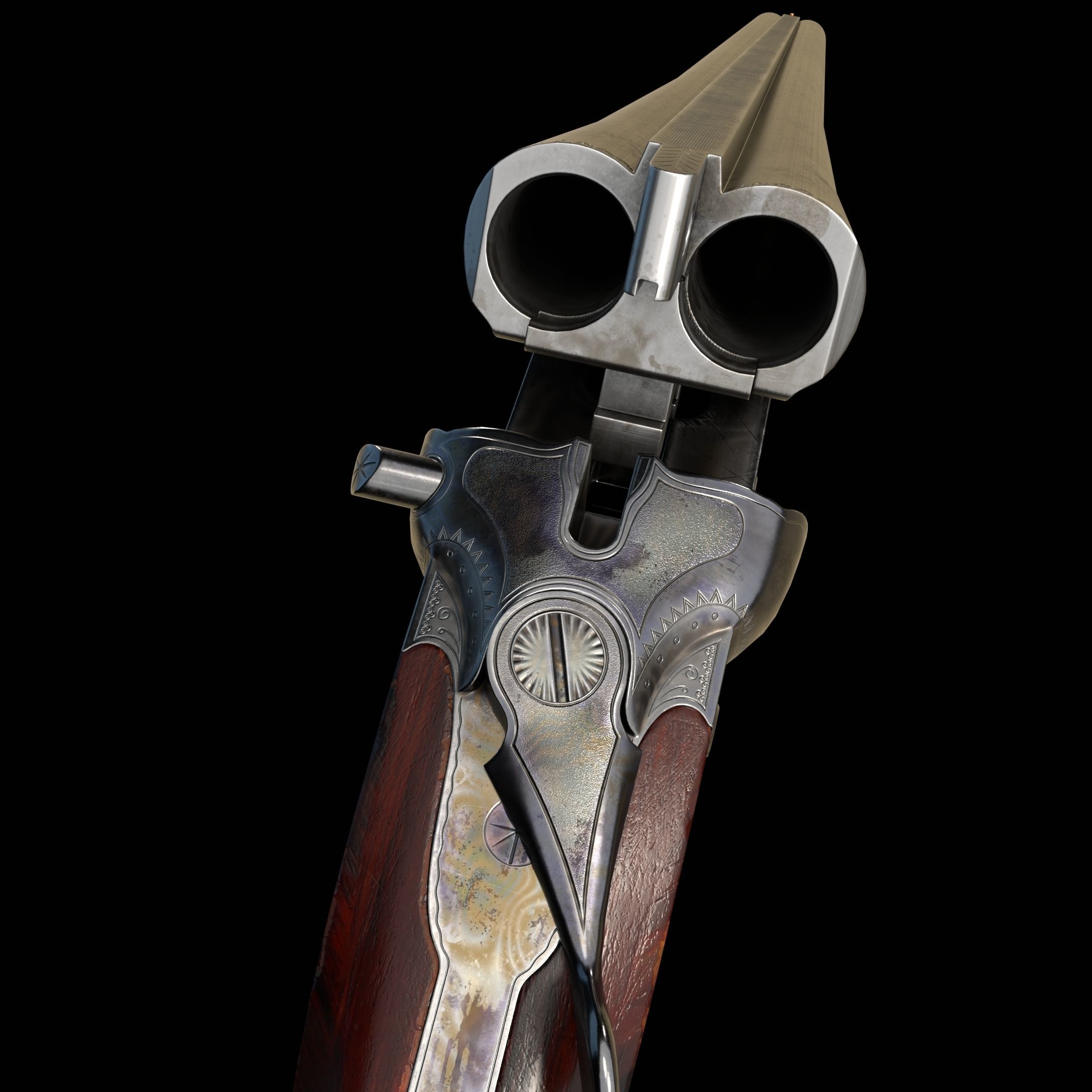 3D model Double barreled Shotgun 12 gauge Low Poly VR / AR / low-poly ...