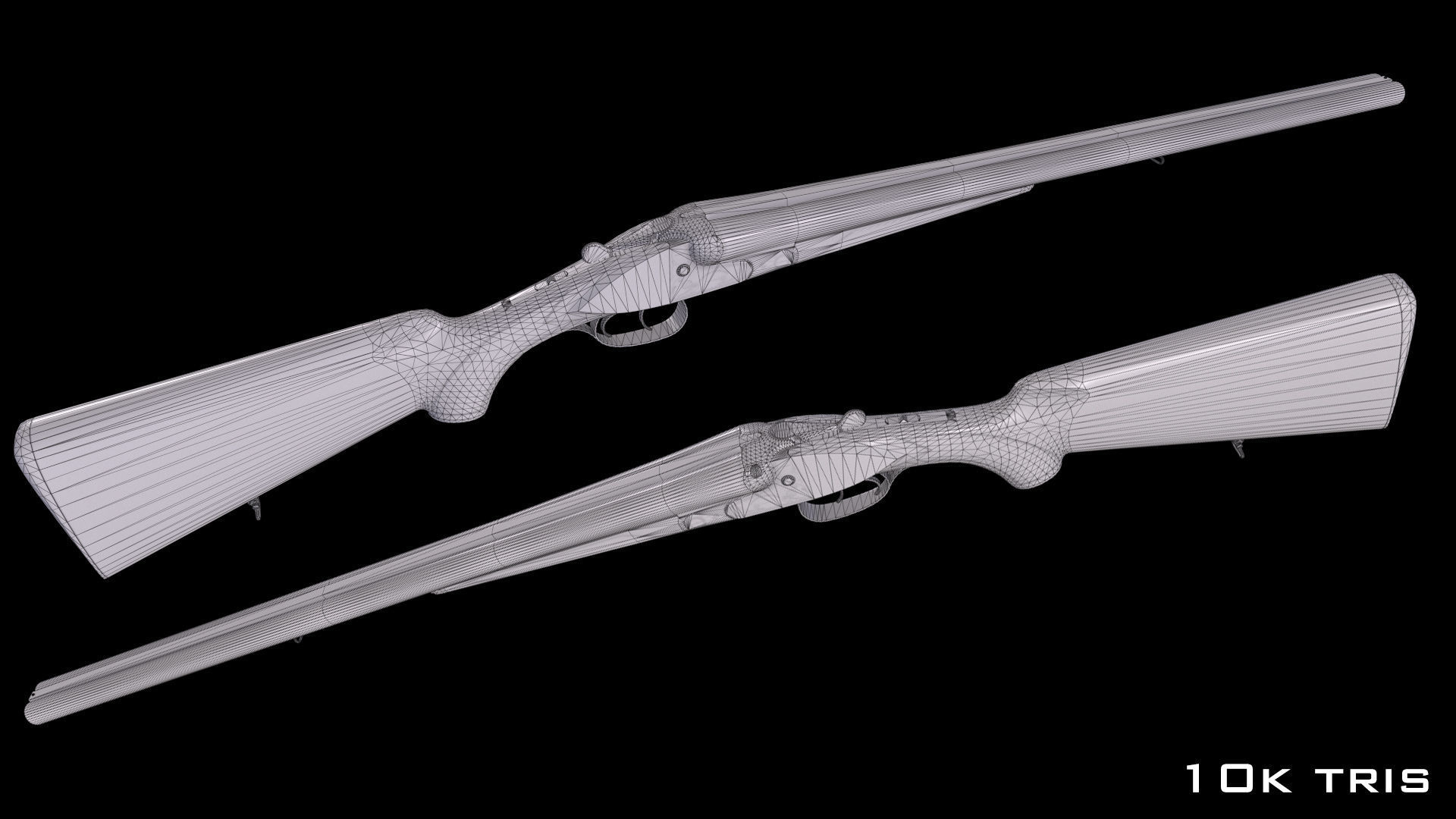 3D model Double barreled Shotgun 12 gauge Low Poly VR / AR / low-poly ...