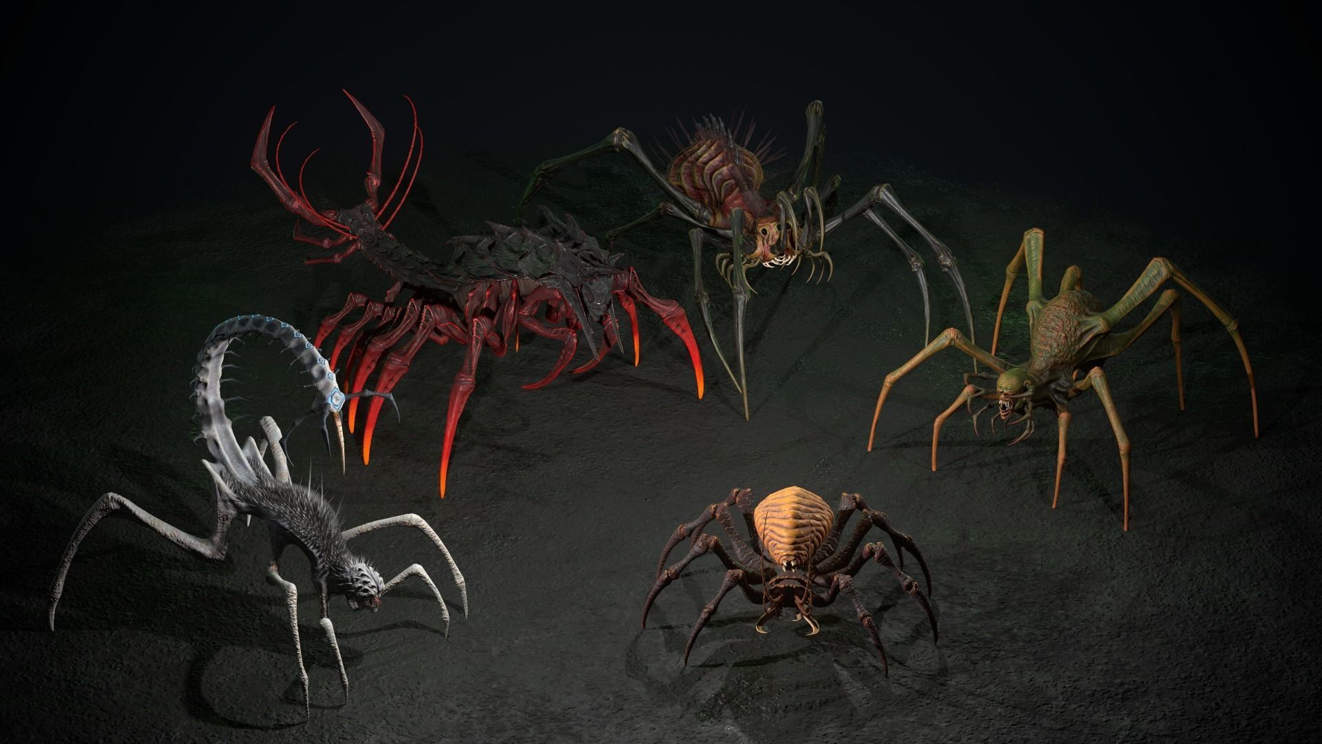 3D Model Collection Spider Pack 2 VR / AR / low-poly | CGTrader