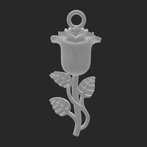 Rose Pendant Necklace with leaves 3D model | CGTrader