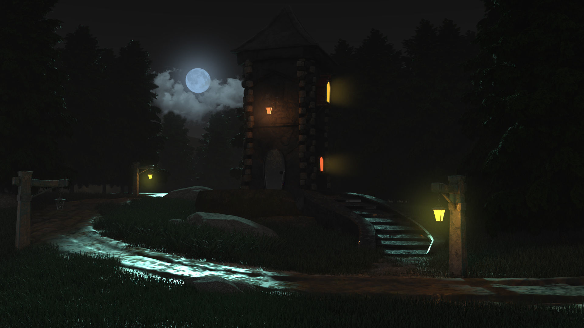 Stylized lamp post 3D model | CGTrader