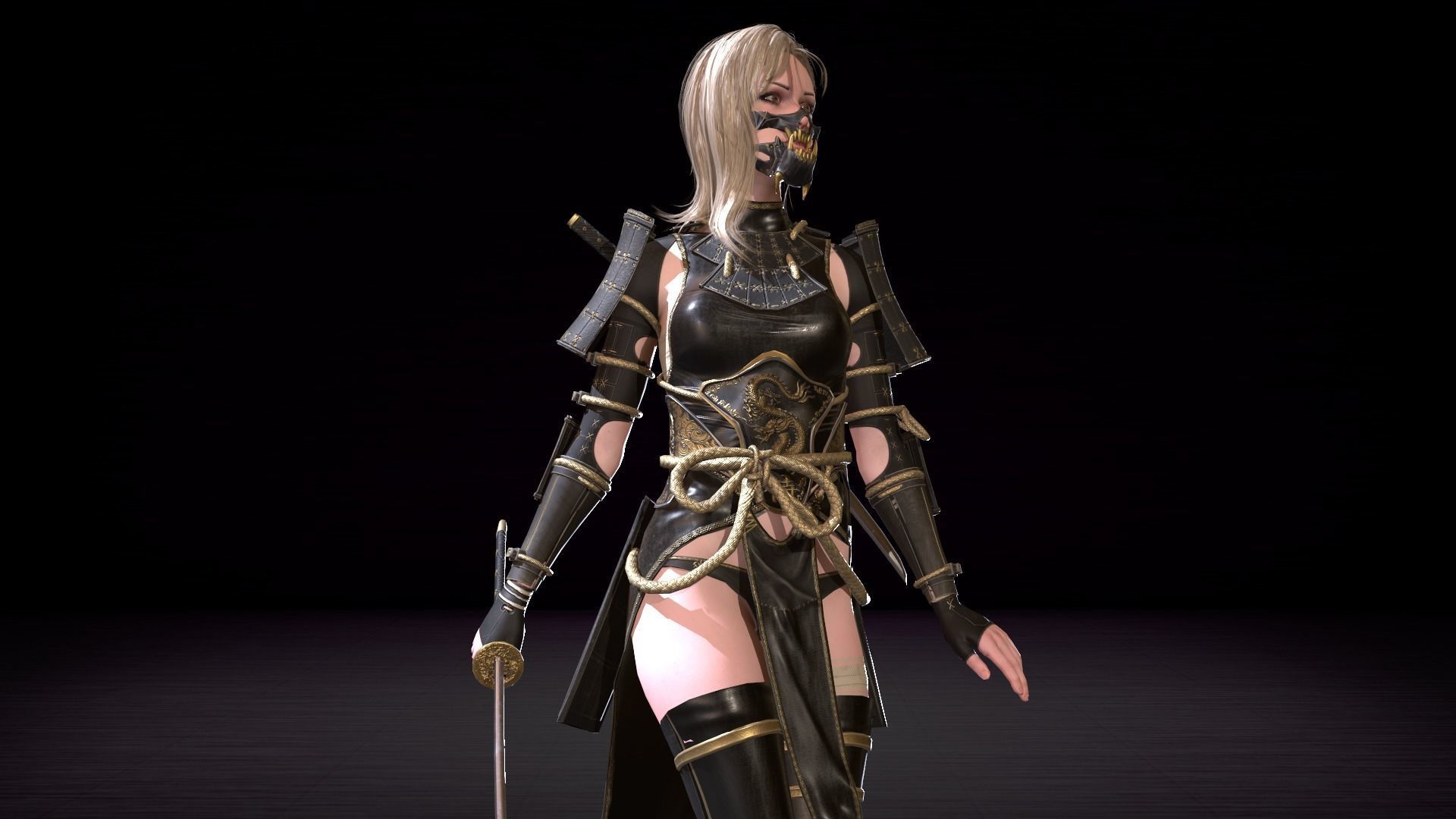 3D model Samurai Girl VR / AR / low-poly rigged animated | CGTrader
