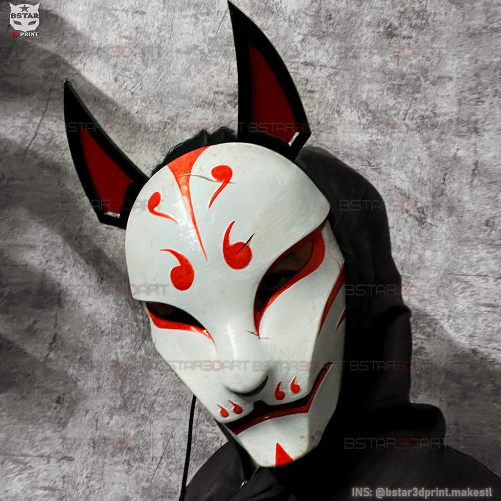 Aragami 2 Mask - Kitsune Mask - Halloween Cosplay 3D model 3D printable ...