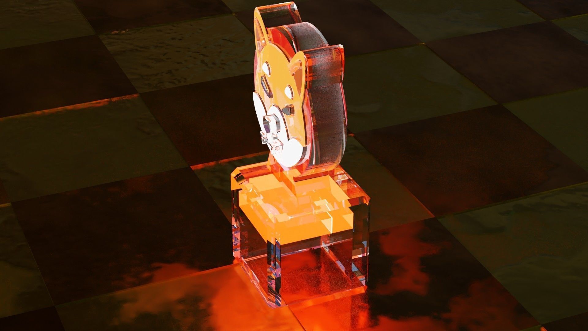 Shiba Inu Token Glass Chess Piece 3D model | CGTrader