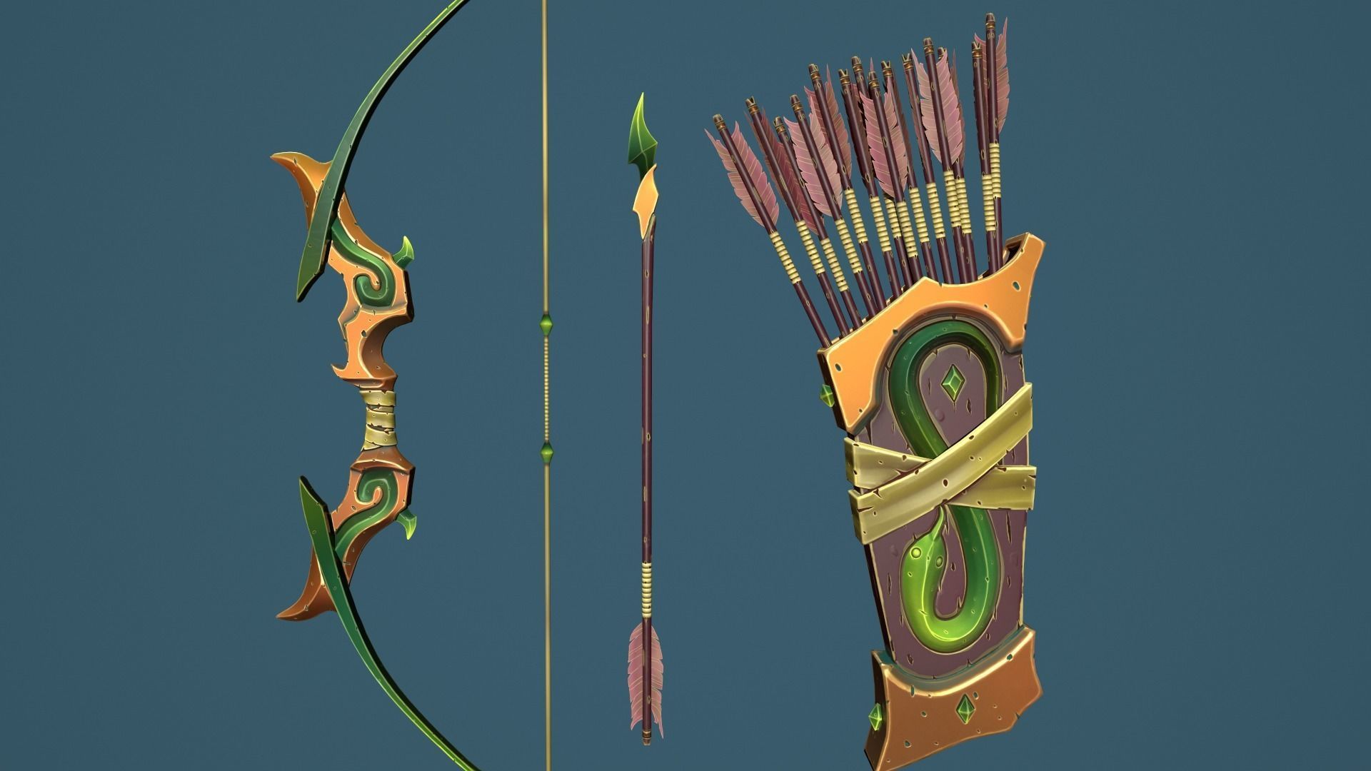 3D model Snake bow and quiver VR / AR / low-poly | CGTrader
