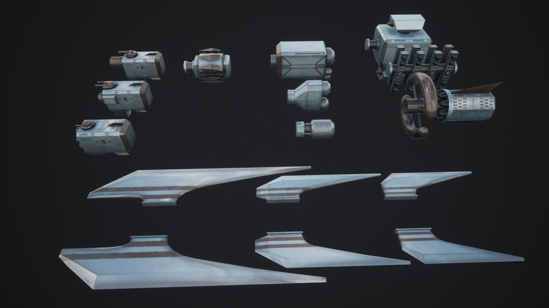 3D model Stylized Modular Spaceship Pack VR / AR / low-poly | CGTrader