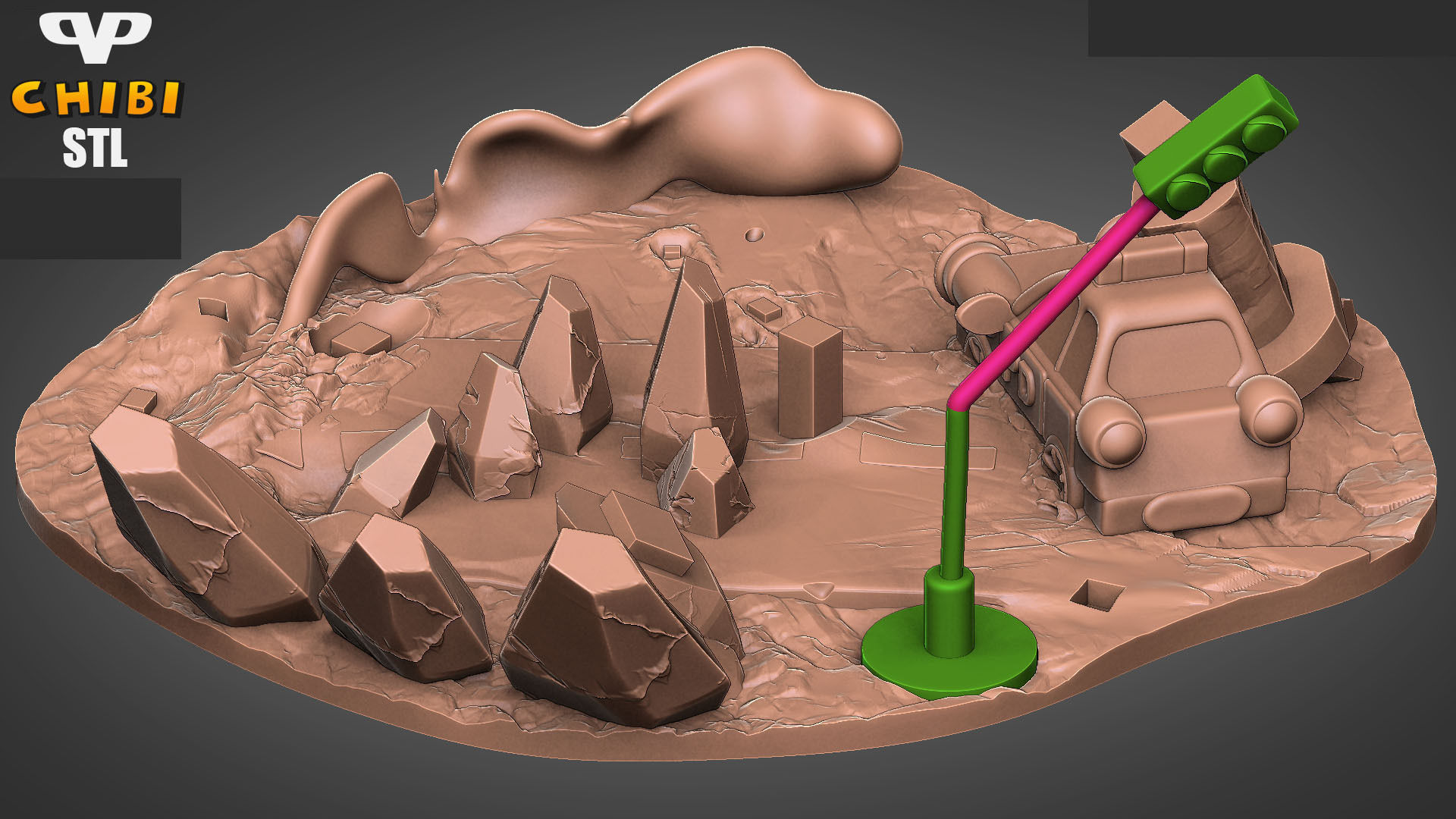 X-Men vs Sentinel Chibi Diorama for 3D Printing STL 3D model 3D ...