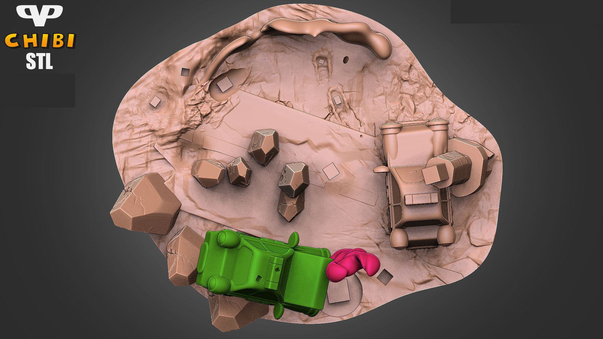 X-Men vs Sentinel Chibi Diorama for 3D Printing STL 3D model 3D ...