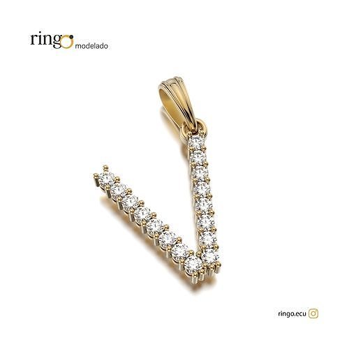 Letter Pendant Tennis V 3D model 3D printable | CGTrader