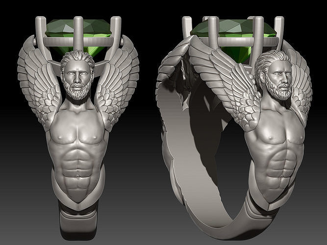 Oval Angel Sculpture Ring jewelry gold necklace 3D model 3D printable ...