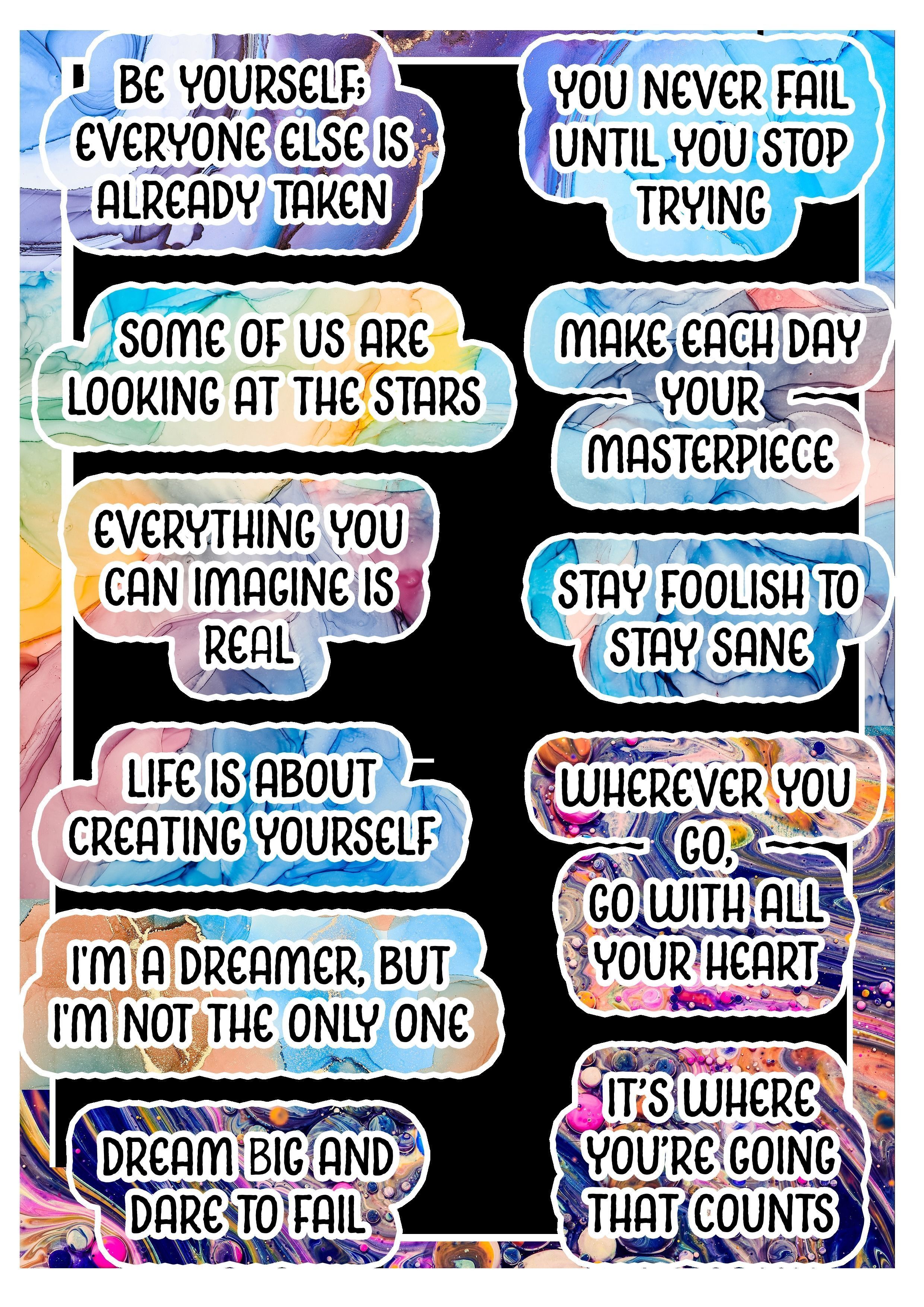 Texture 3D inspirational quotes stickers with textures decals VR / AR ...