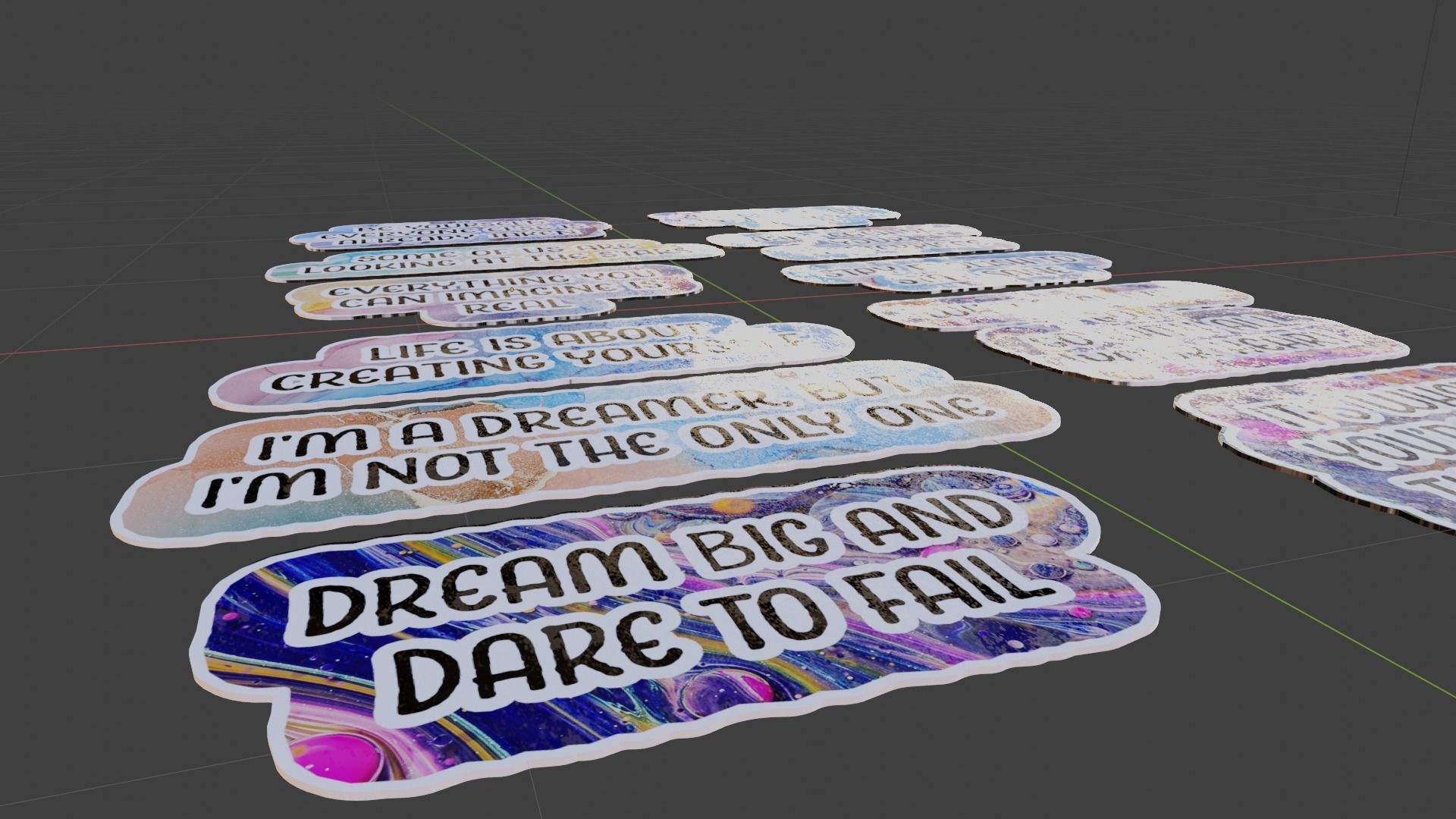 Texture 3D inspirational quotes stickers with textures decals VR / AR ...