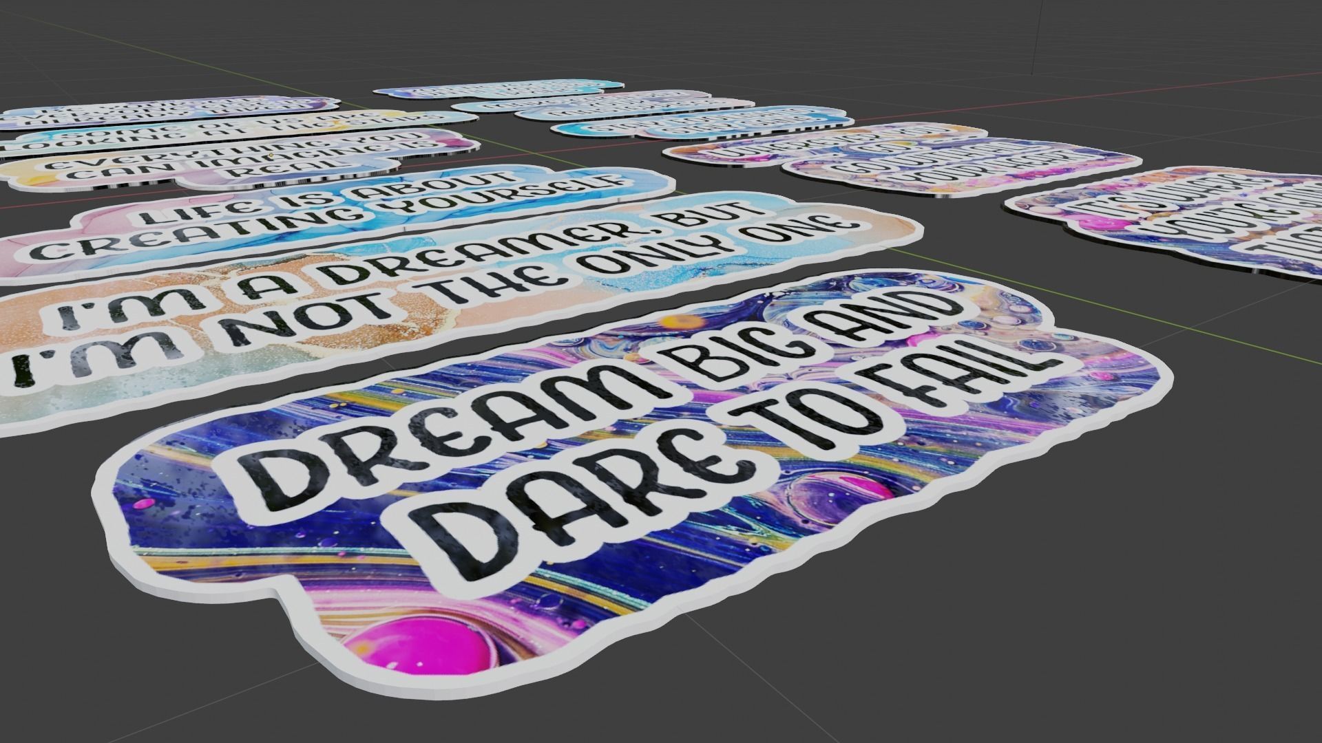 Texture 3D inspirational quotes stickers with textures decals VR / AR ...