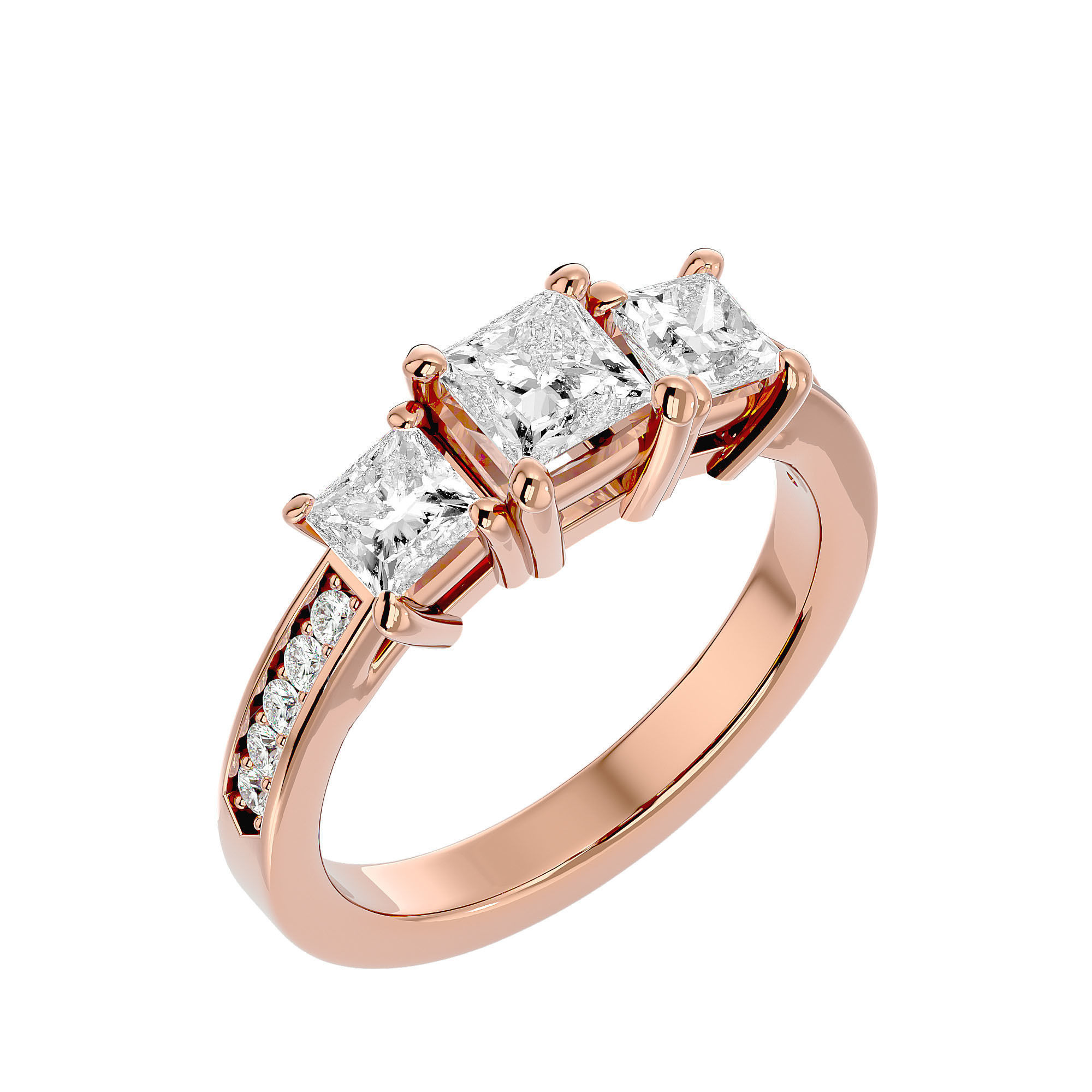 Tri Diamond solitaire wedding engagement ring with 360 view 3D model 3D ...