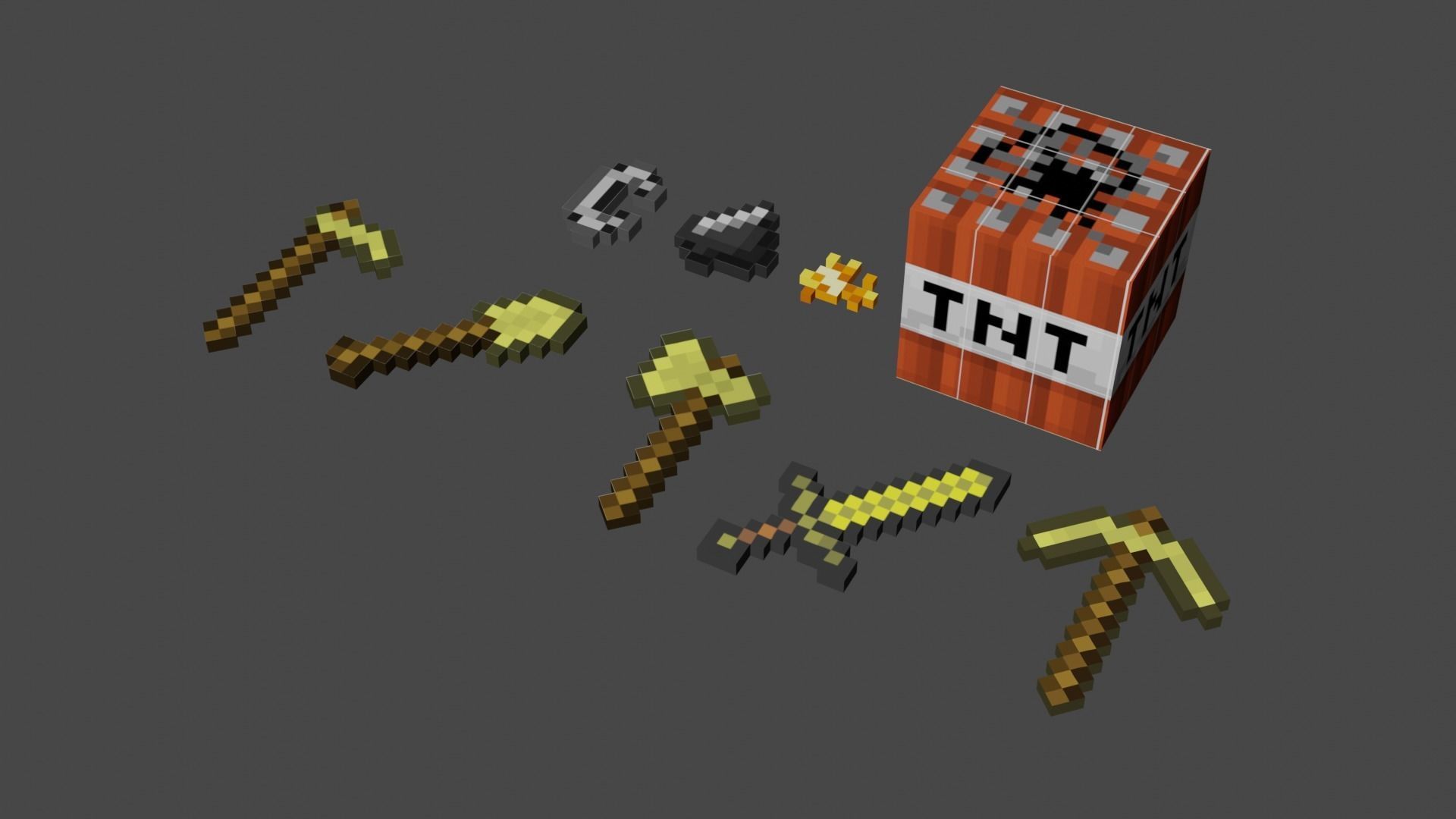 3D model MINECRAFT GOLD TOOL PACK 3D MODEL VR / AR / low-poly | CGTrader
