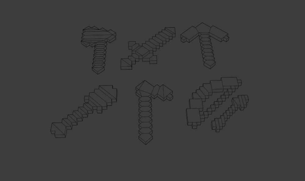 3D model MINECRAFT DIAMOND TOOL PACK 3D MODEL VR / AR / low-poly | CGTrader