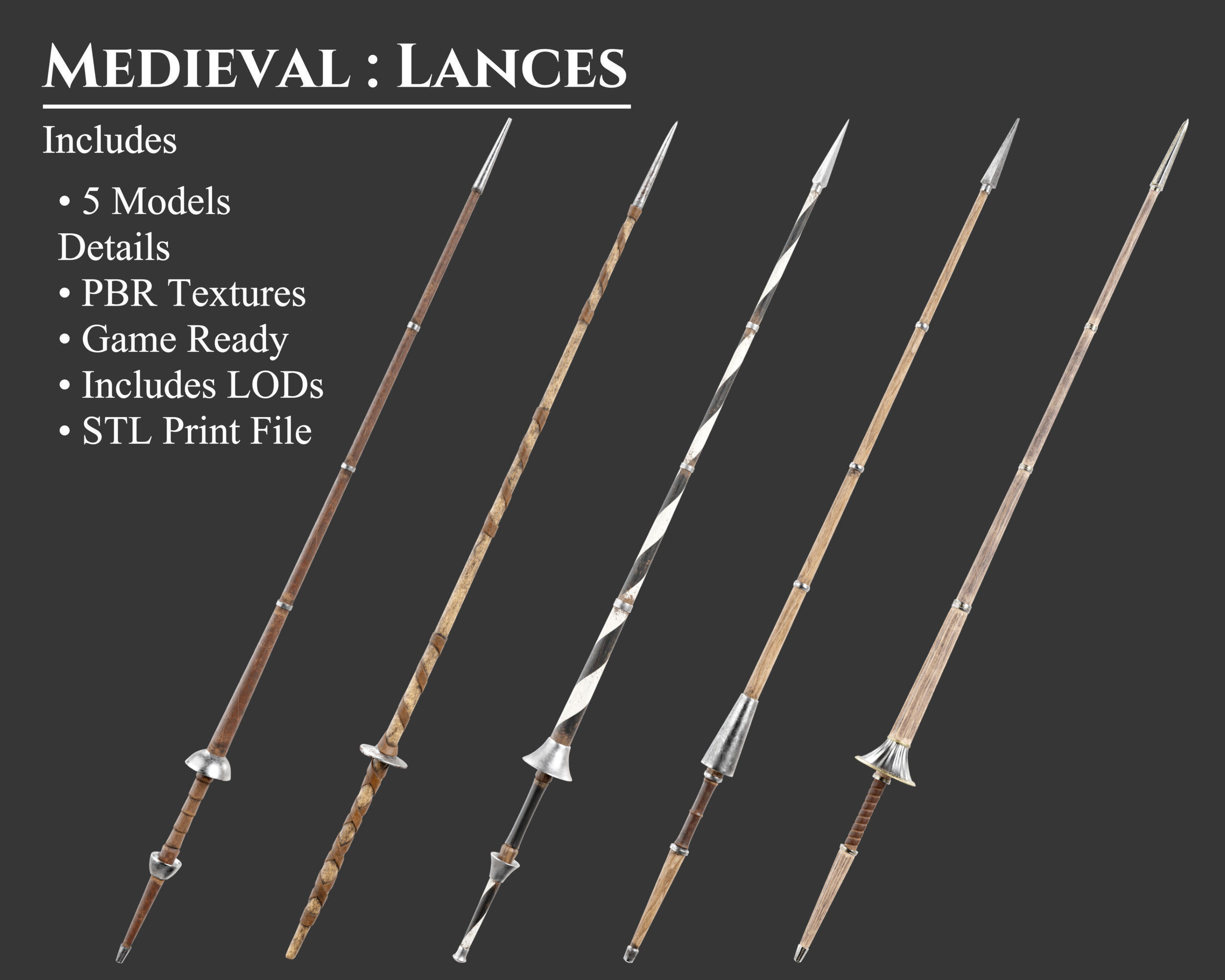 Medieval Collection Weapons Lances VR / AR / low-poly | CGTrader