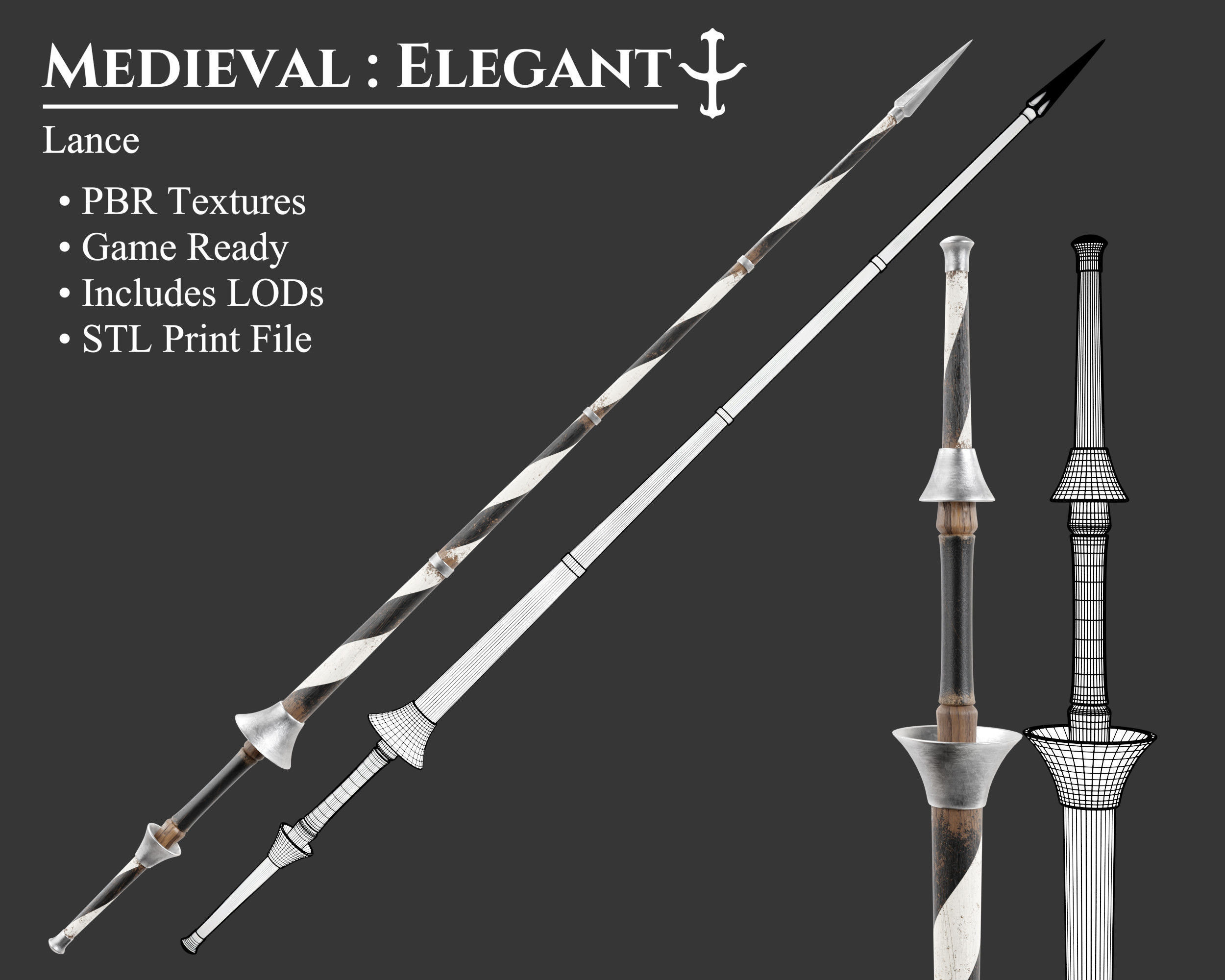 Medieval Collection Weapons Lances VR / AR / low-poly | CGTrader
