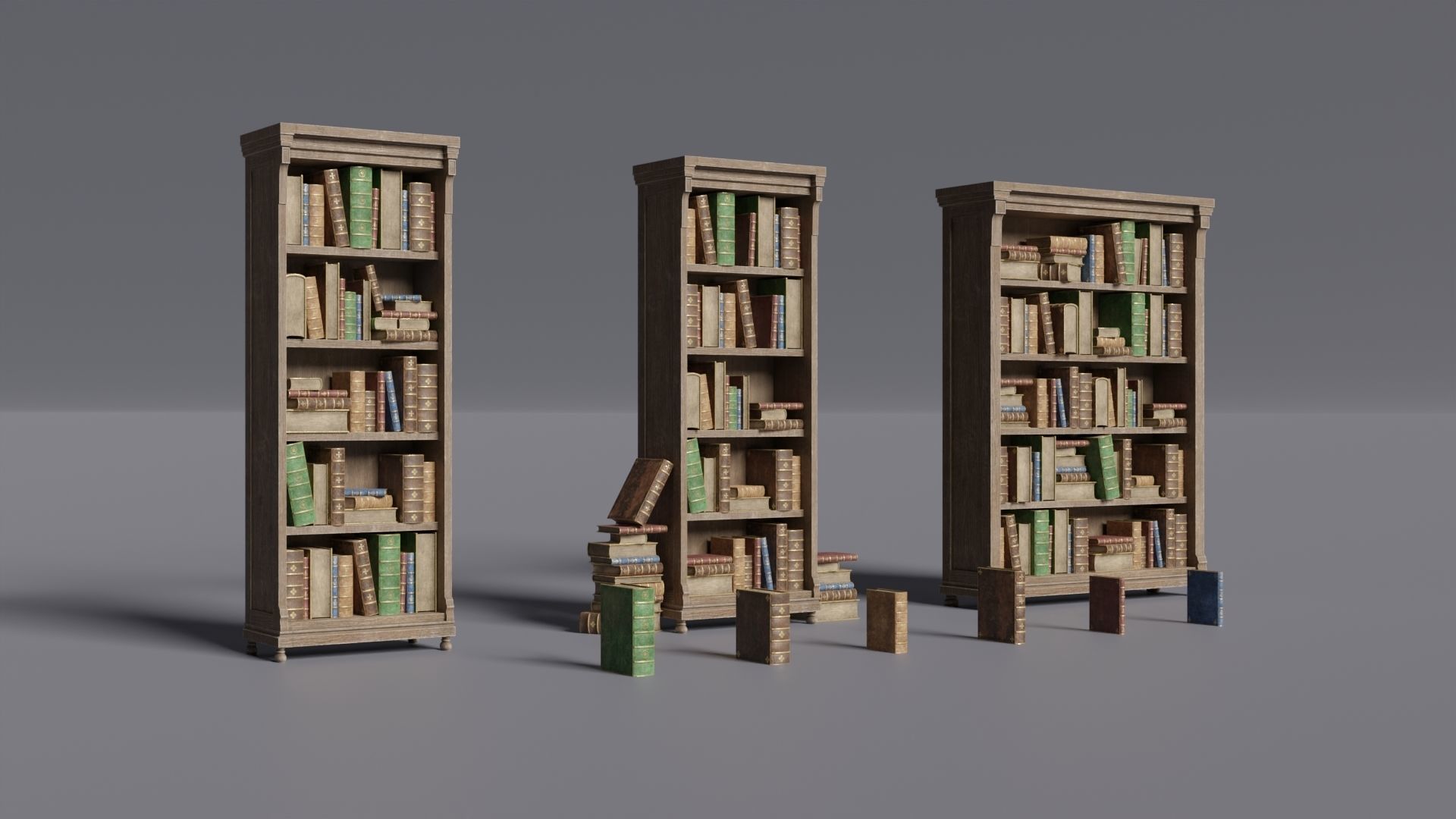 3D model Medieval library - Bookshelf VR / AR / low-poly | CGTrader