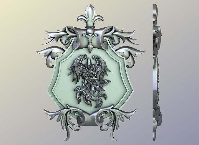 Carved coat of arms for CNC router 3D model | CGTrader