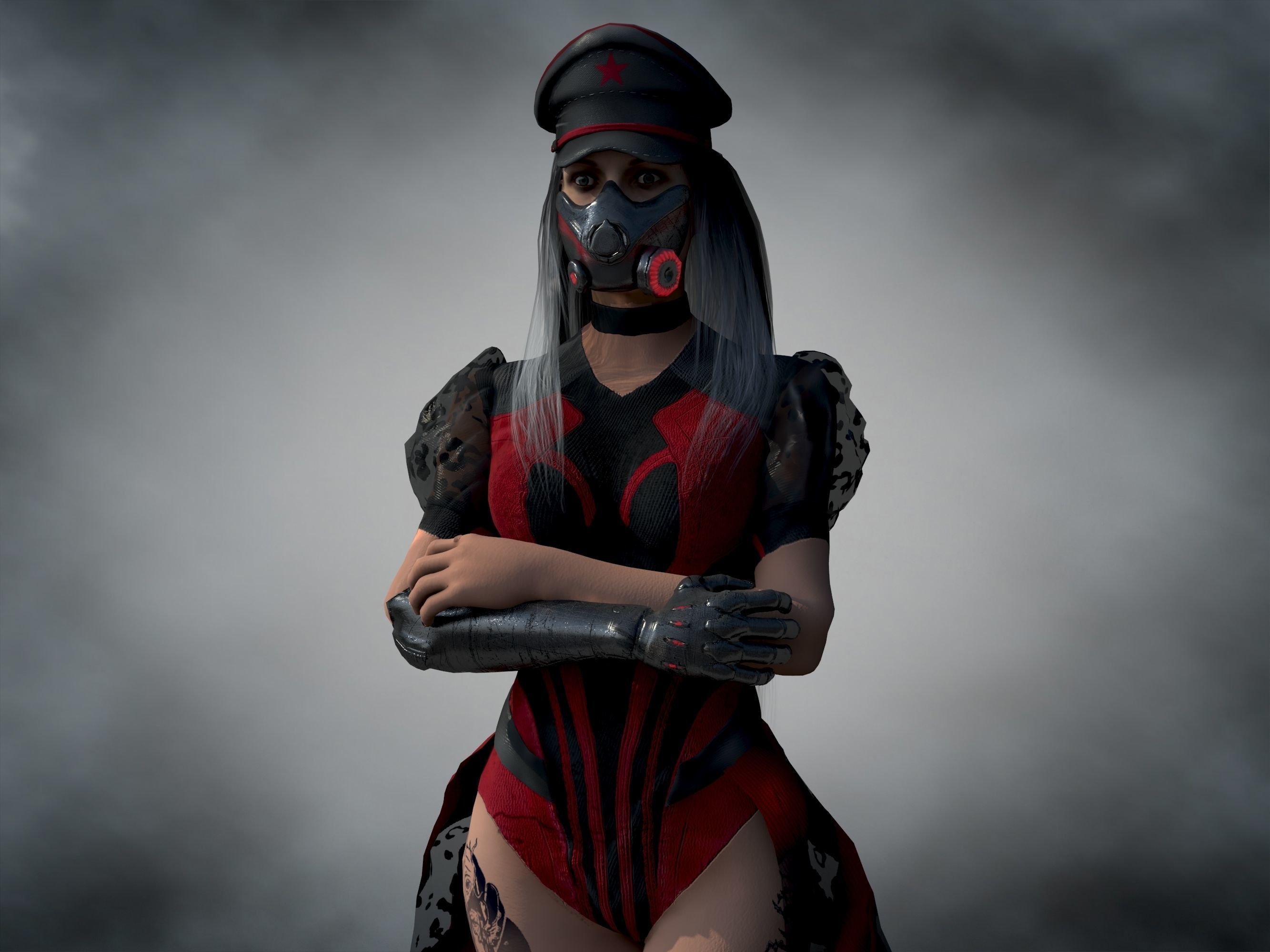 3D model Soviet Cyberpunk Girl VR / AR / low-poly rigged | CGTrader