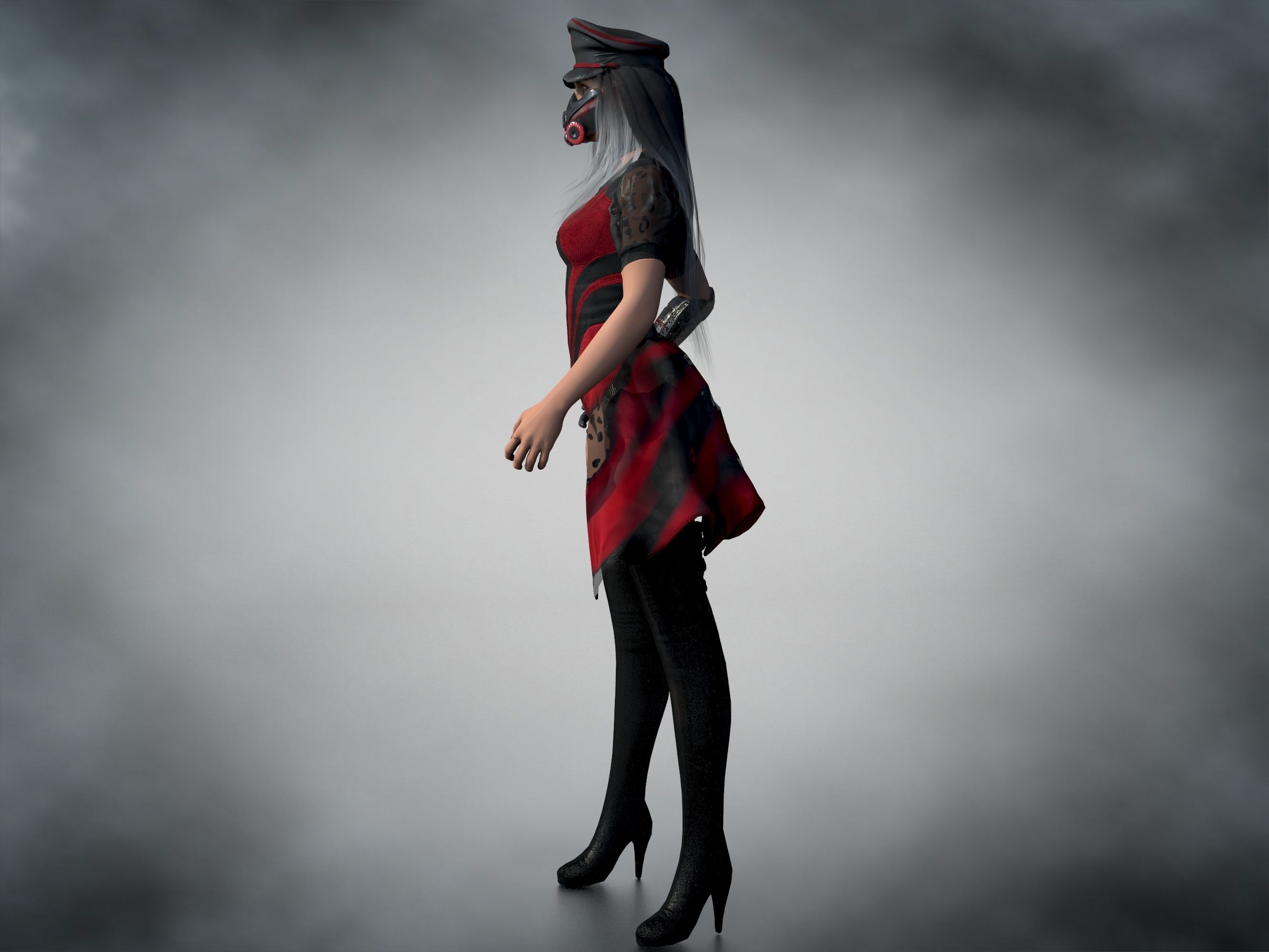 3D model Soviet Cyberpunk Girl VR / AR / low-poly rigged | CGTrader