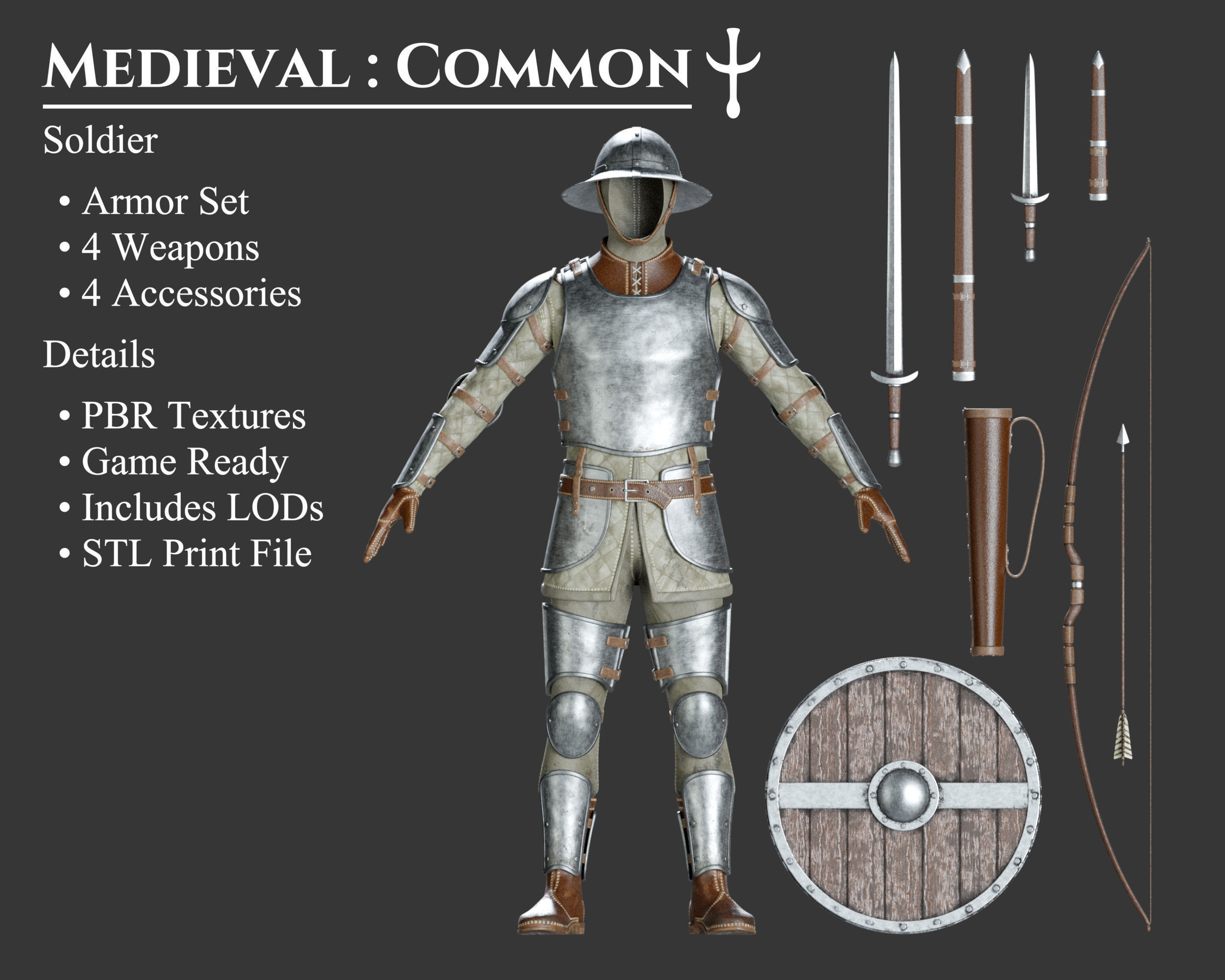 Medieval Collection Common Soldier VR / AR / low-poly | CGTrader